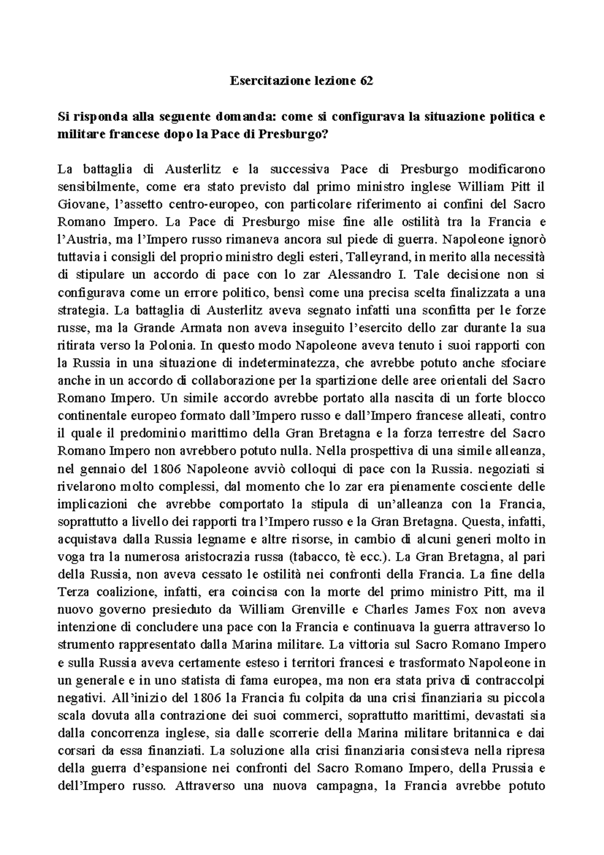 Esercitazione lezione 62 Storia Moderna - Esercitazione lezione 62 Si ...