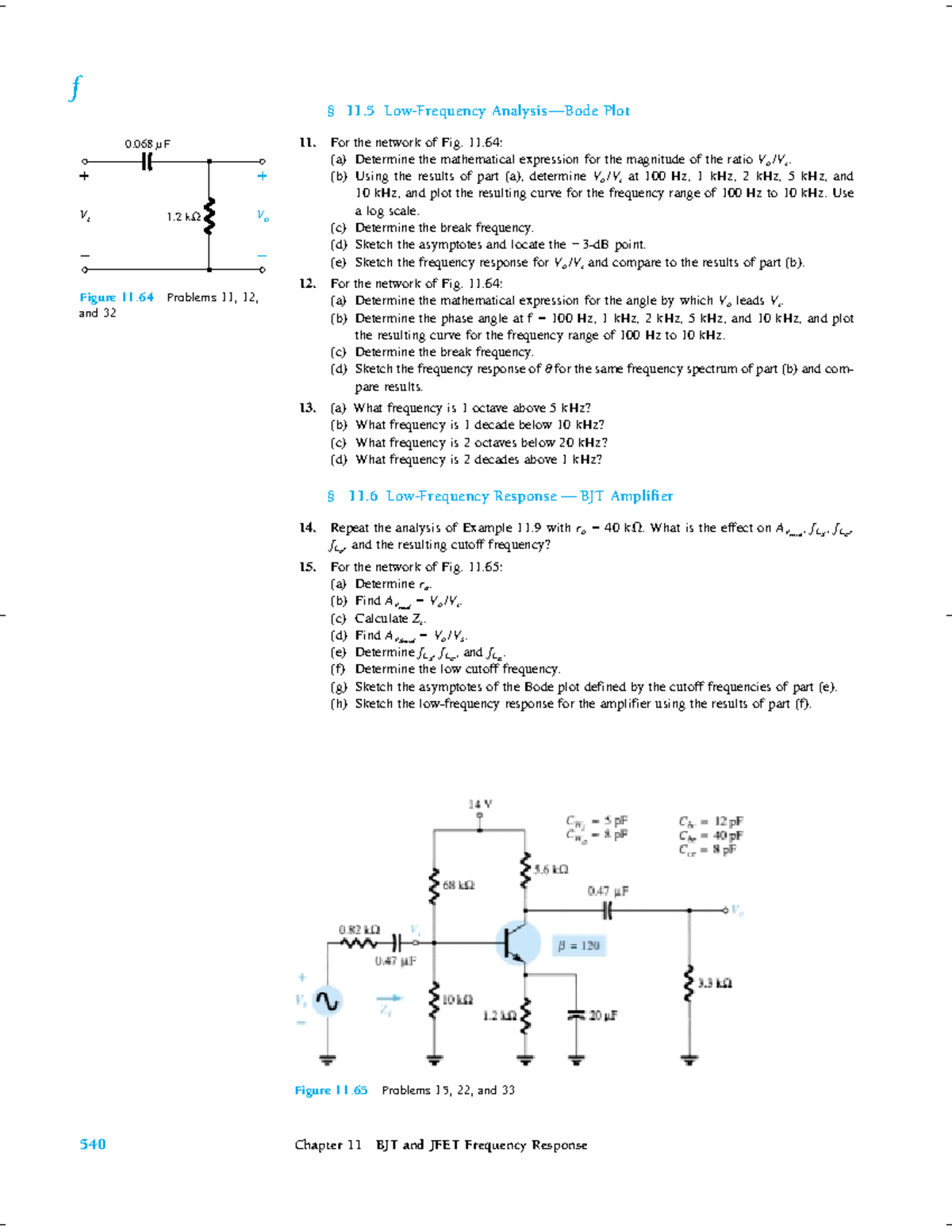 Electronics-55 - Electronics - ####### § 11 Low-Frequency Analysis—Bode Plot For the network of ...
