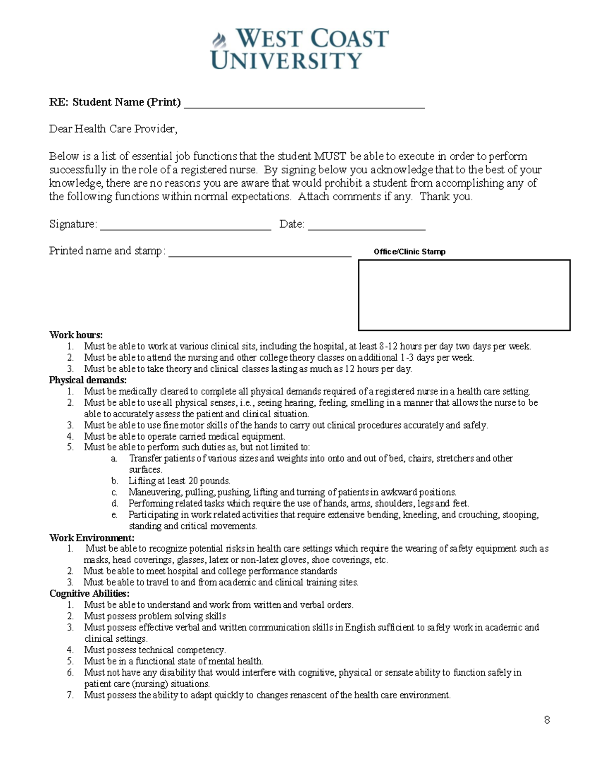 Student Nurse Clinical Packet 8-27-2021 (dragged) 2 - 8 RE: Student ...