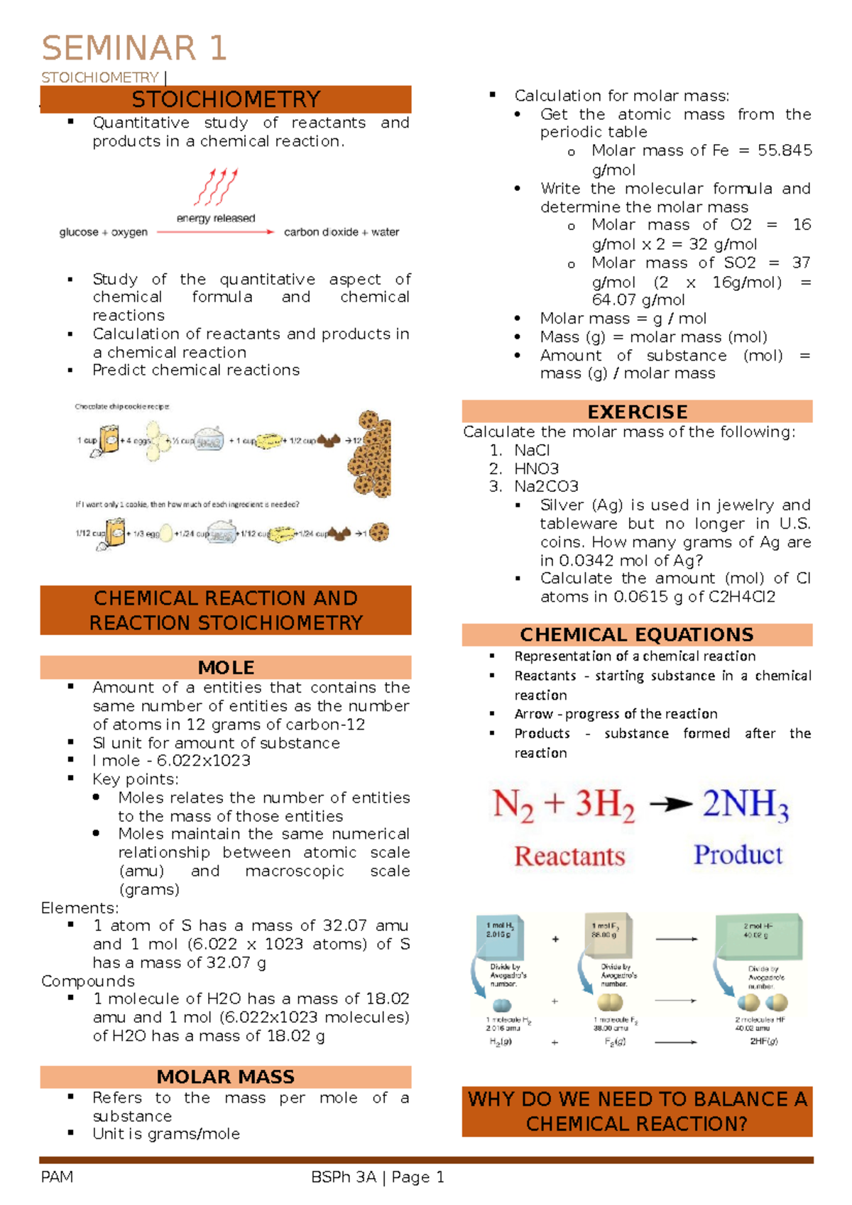 SEM 1 - N/A - SEMINAR 1 STOICHIOMETRY | STOICHIOMETRY Quantitative ...