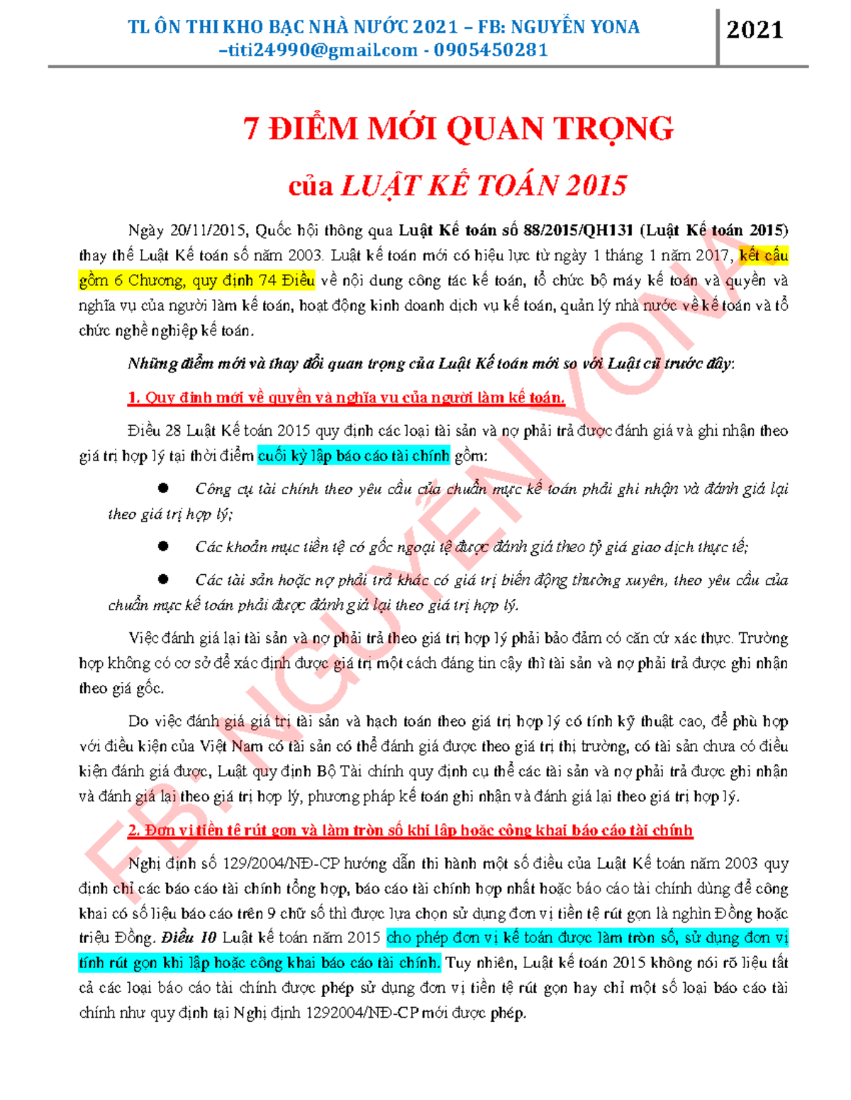 7 diem moi quan trong cua luat ke toan 2015 - TL ÔN THI KHO BẠC NHÀ ...