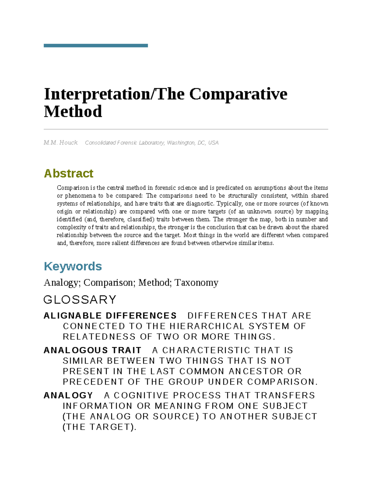 Forensic Fingerprints The Comparative Method - Interpretation/The ...