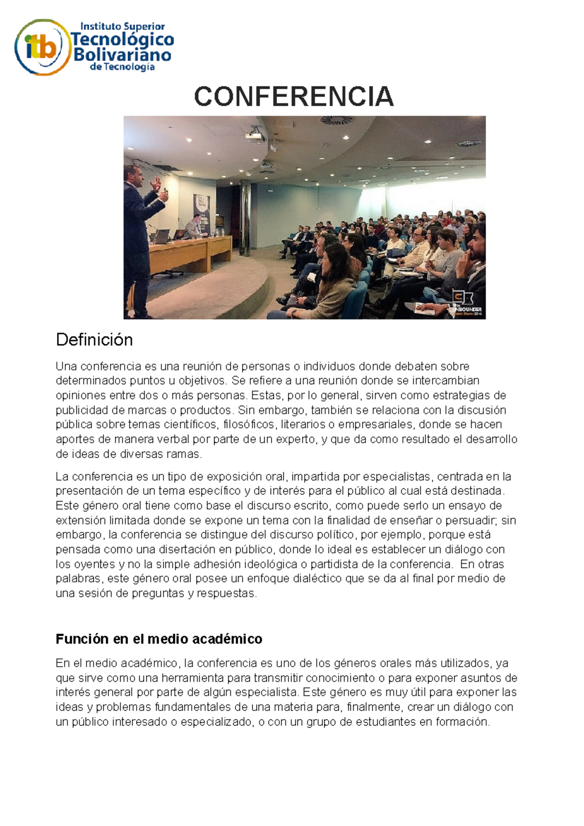 Conferencia - enfermeria - Definición Una conferencia es una reunión de ...