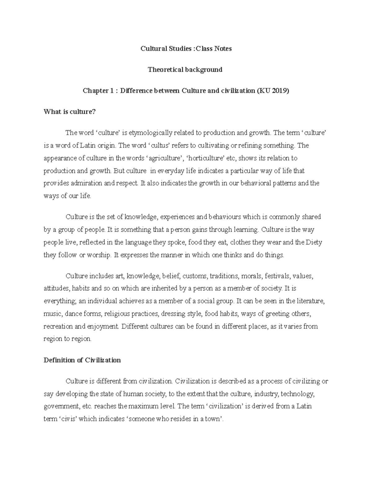 Combined Notes on Background of Cultural Studies - Cultural Studies ...
