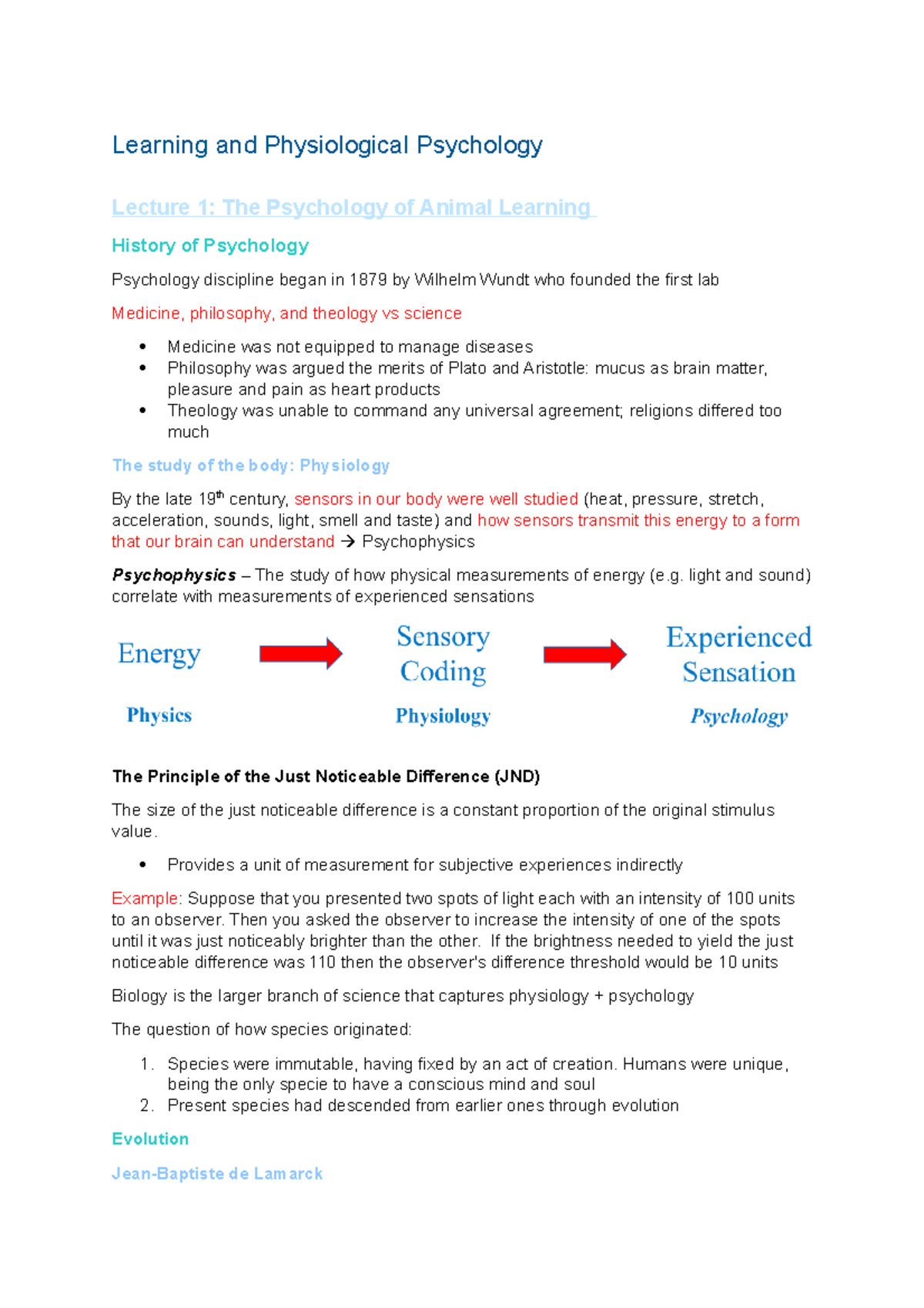 Notes for psyc2081 Learning and Physiological Psychology - Learning and ...