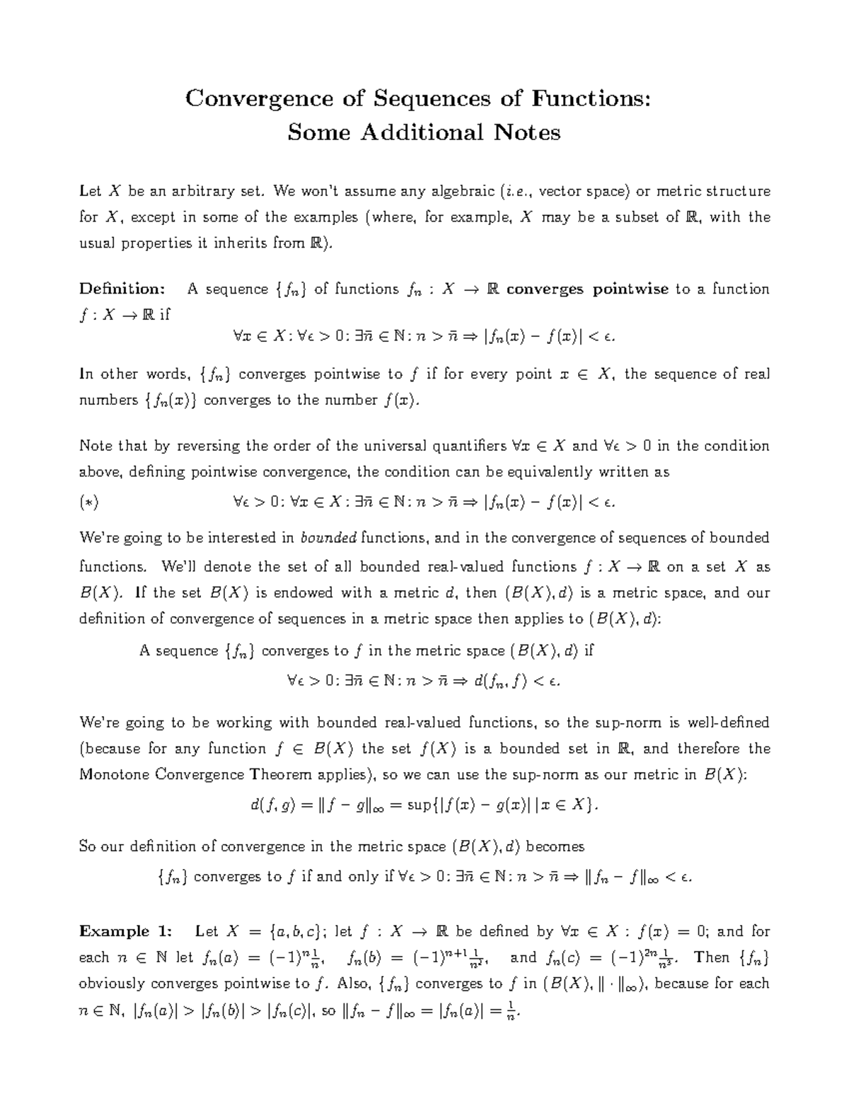 Addl Notes Convergence Of Sequences - Convergence of Sequences of ...
