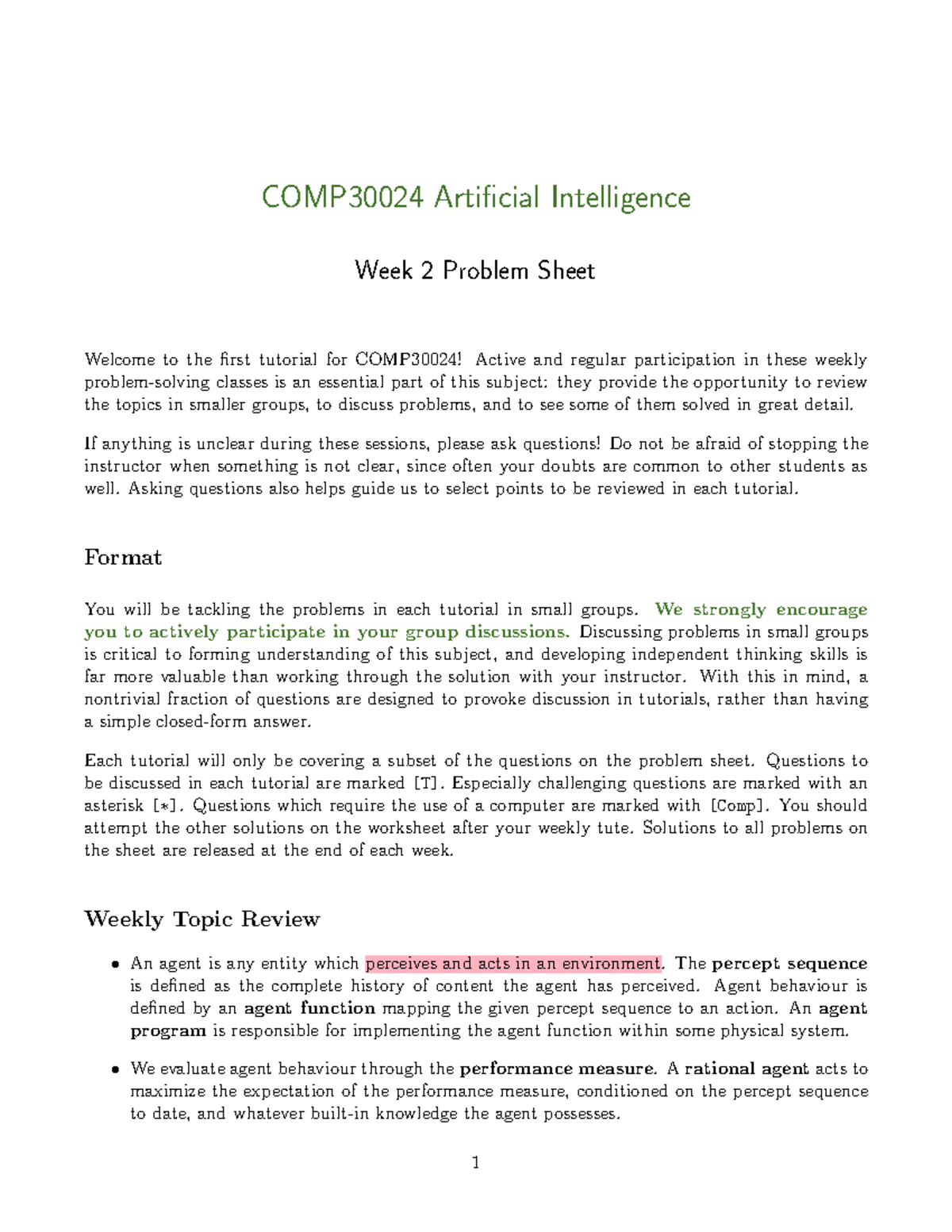 Ai Week2 This Is The First Tutorial Exercise That Introduces Agent Comp30024 Artificial