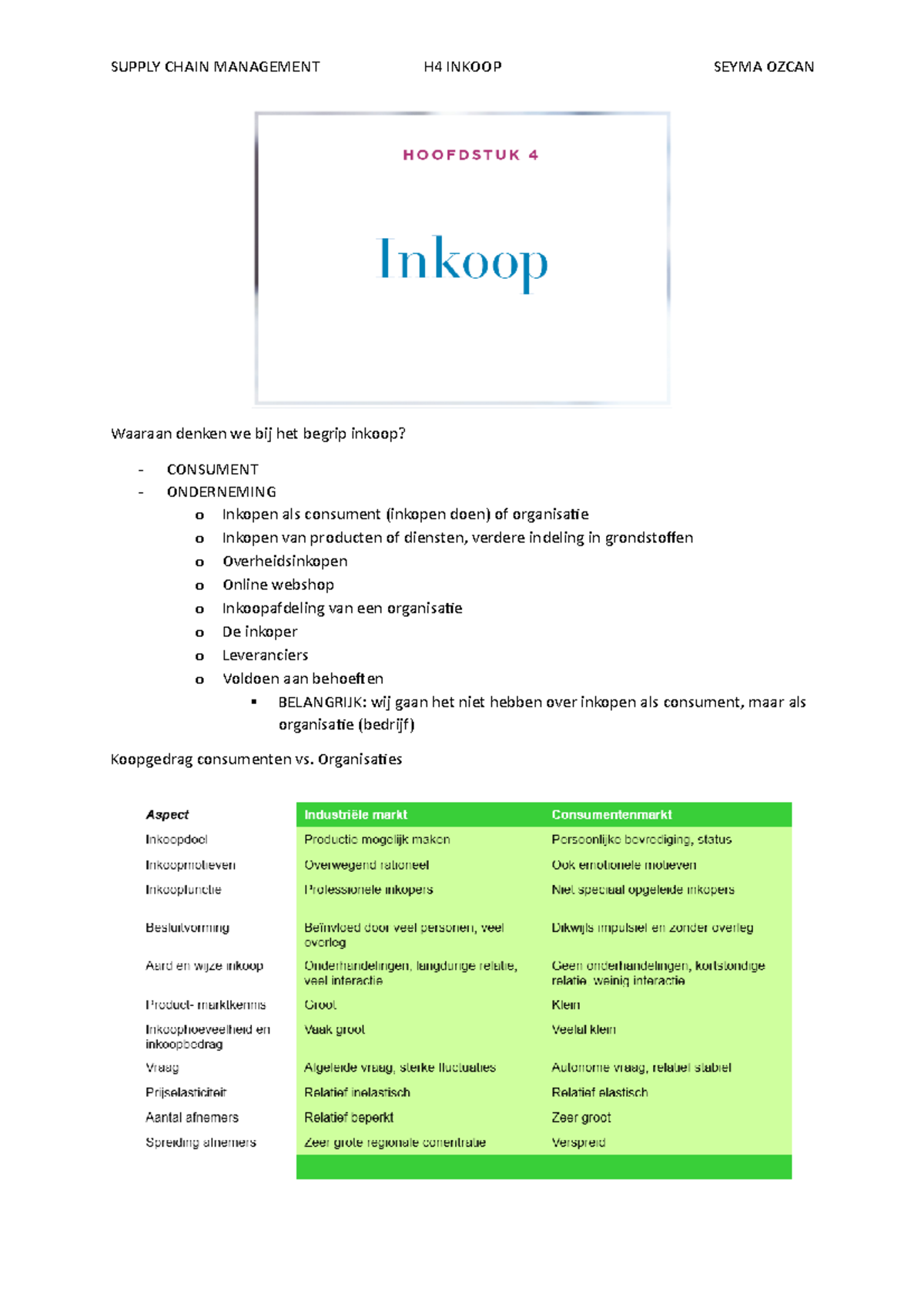 Supply Chain Management Hoofdstuk 4: Inkoop - Waaraan denken we bij het ...