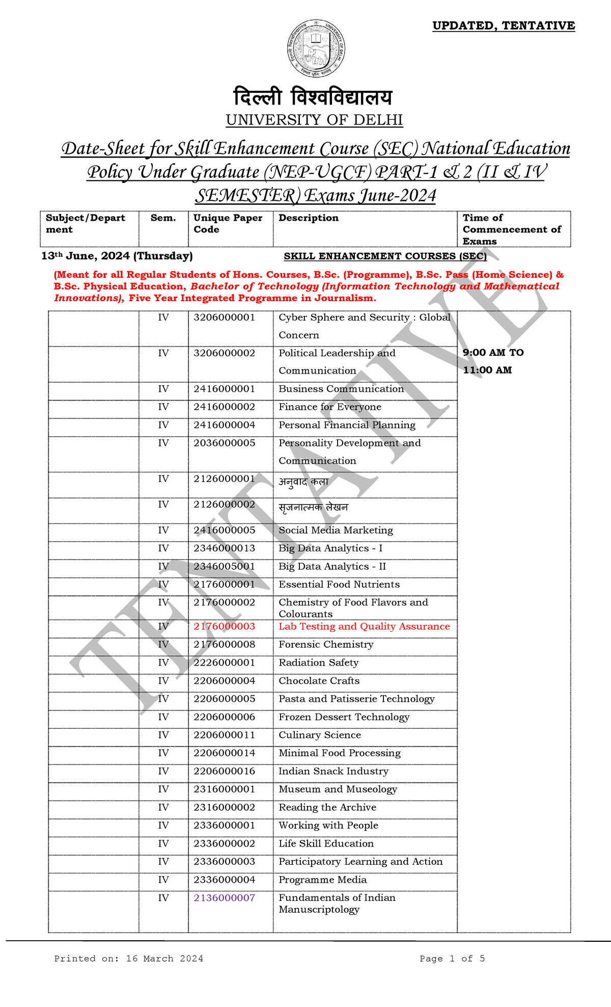 2024-03-16-SEC Paper Sem. III-I - ####### UPDATED, TENTATIVE fnYyh fo ...