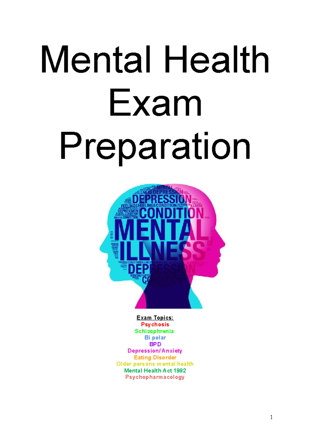 Mental Health Exam Preparation - Mental Health Exam Preparation Exam ...