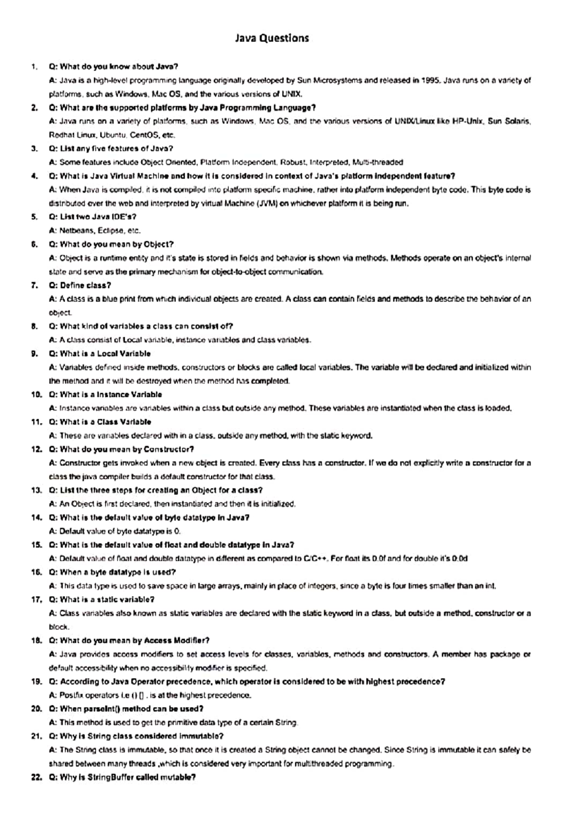 Viva for java - Advanced Java - Studocu