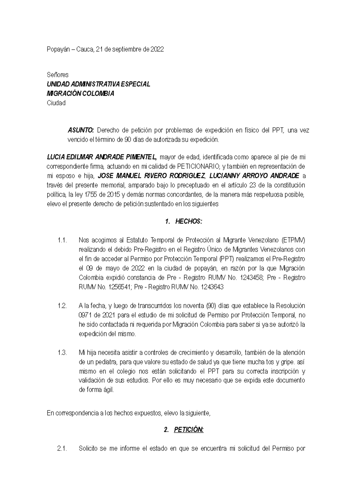 Demora Injustificada PPT Lucia - Popayán – Cauca, 21 de septiembre de ...