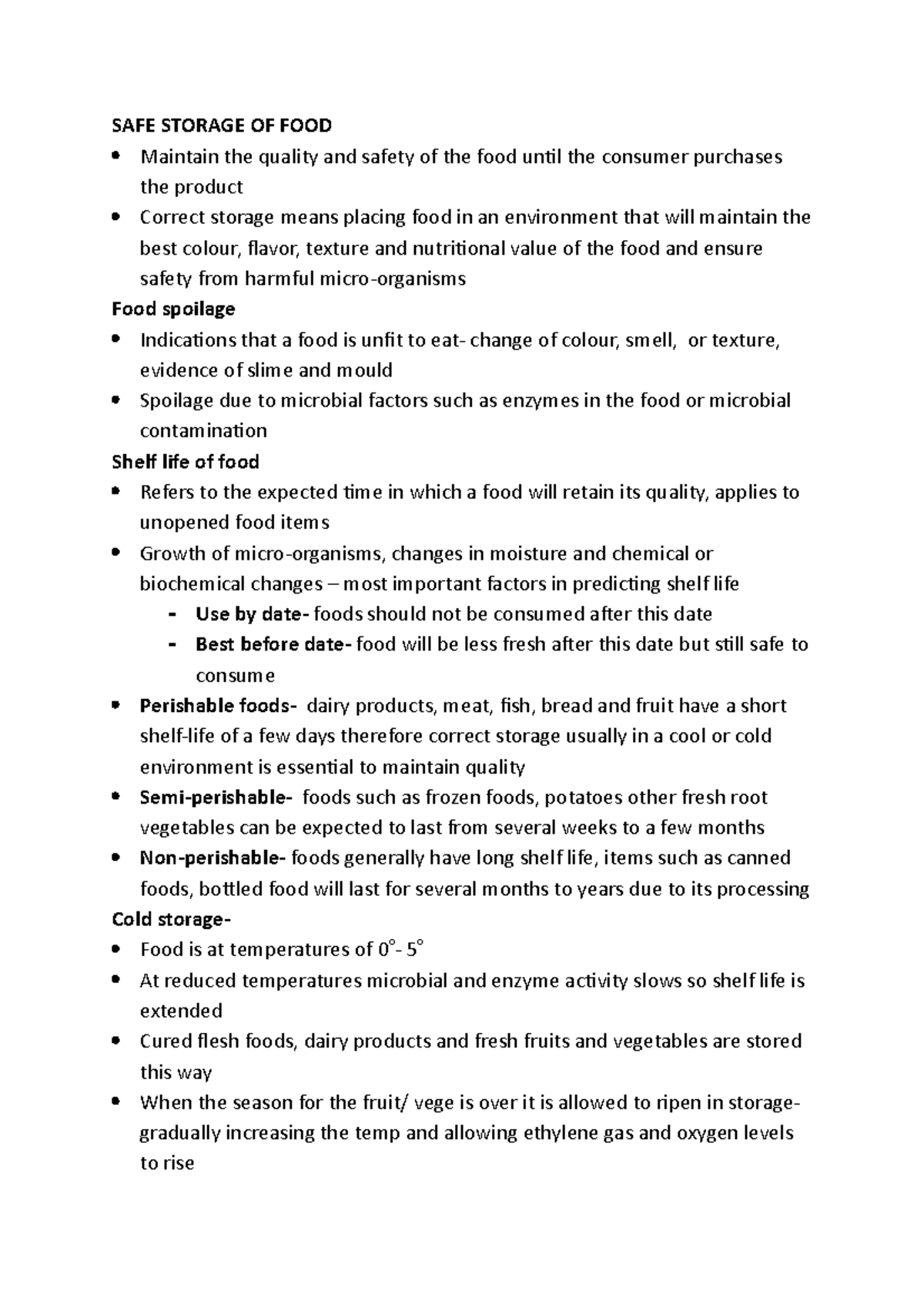 T1 - Food Quality - SAFE STORAGE OF FOOD Maintain the quality and ...