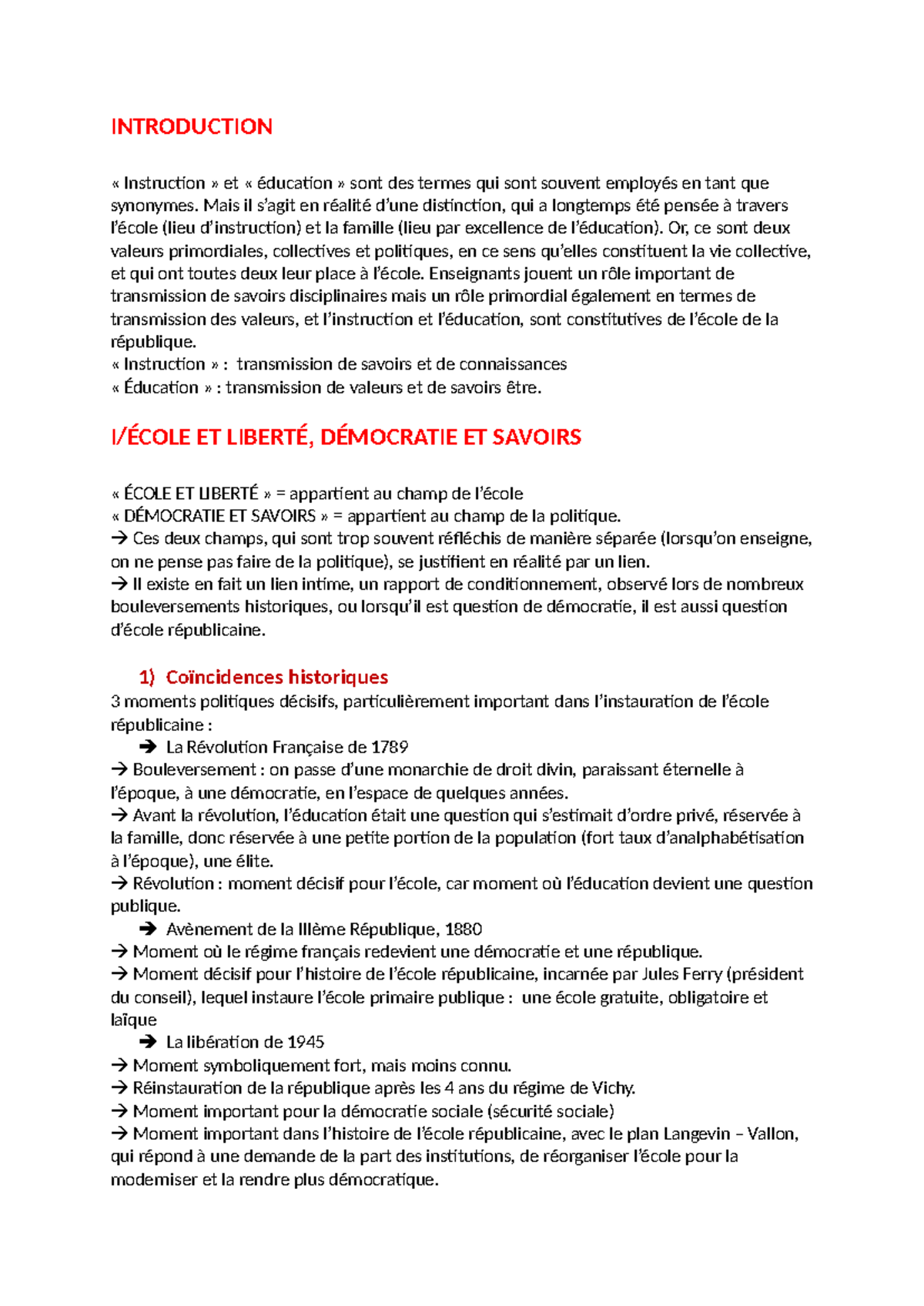 CM Philo MAJ - notes de cours - INTRODUCTION « Instruction » et ...