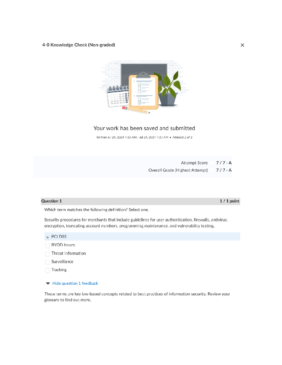 CYB 260 4-0 Knowledge Check (Non-graded) - Knowledge Check X Your work ...