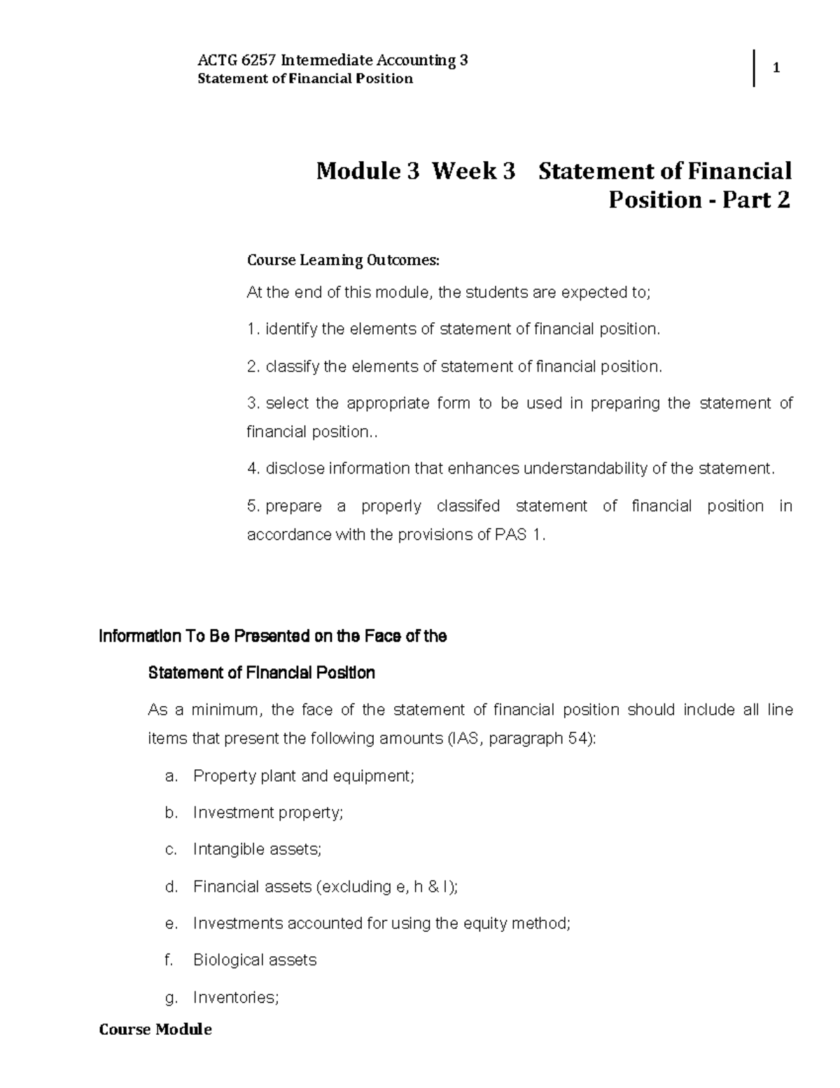 W3 Module 3 Statement OF Financial Position - Part 2 - ACTG 6257 ...