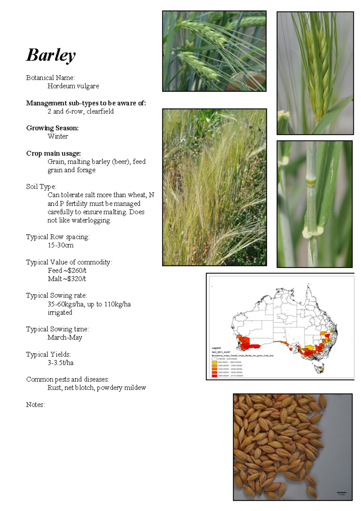 Crop Information sheets - Barley Botanical Name: Hordeum vulgare ...