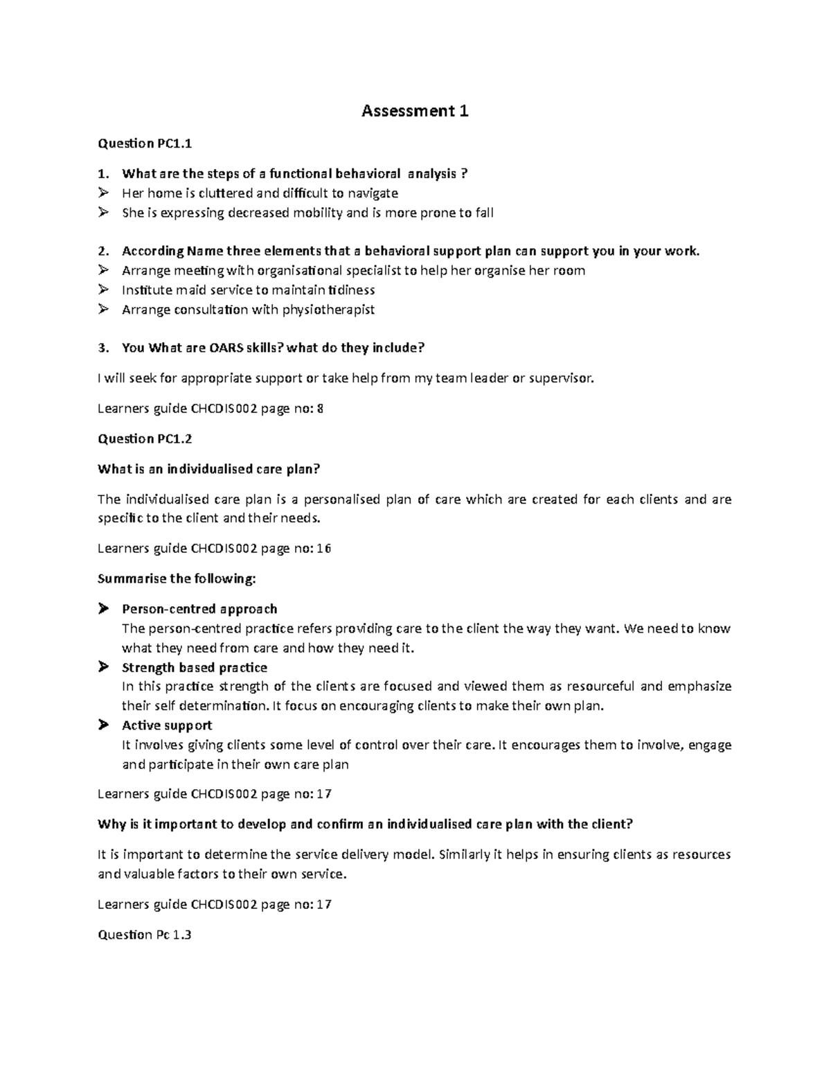 Chcdis 002 - Lecture notes 1,3 - Assessment 1 Question PC1. 1. What are ...