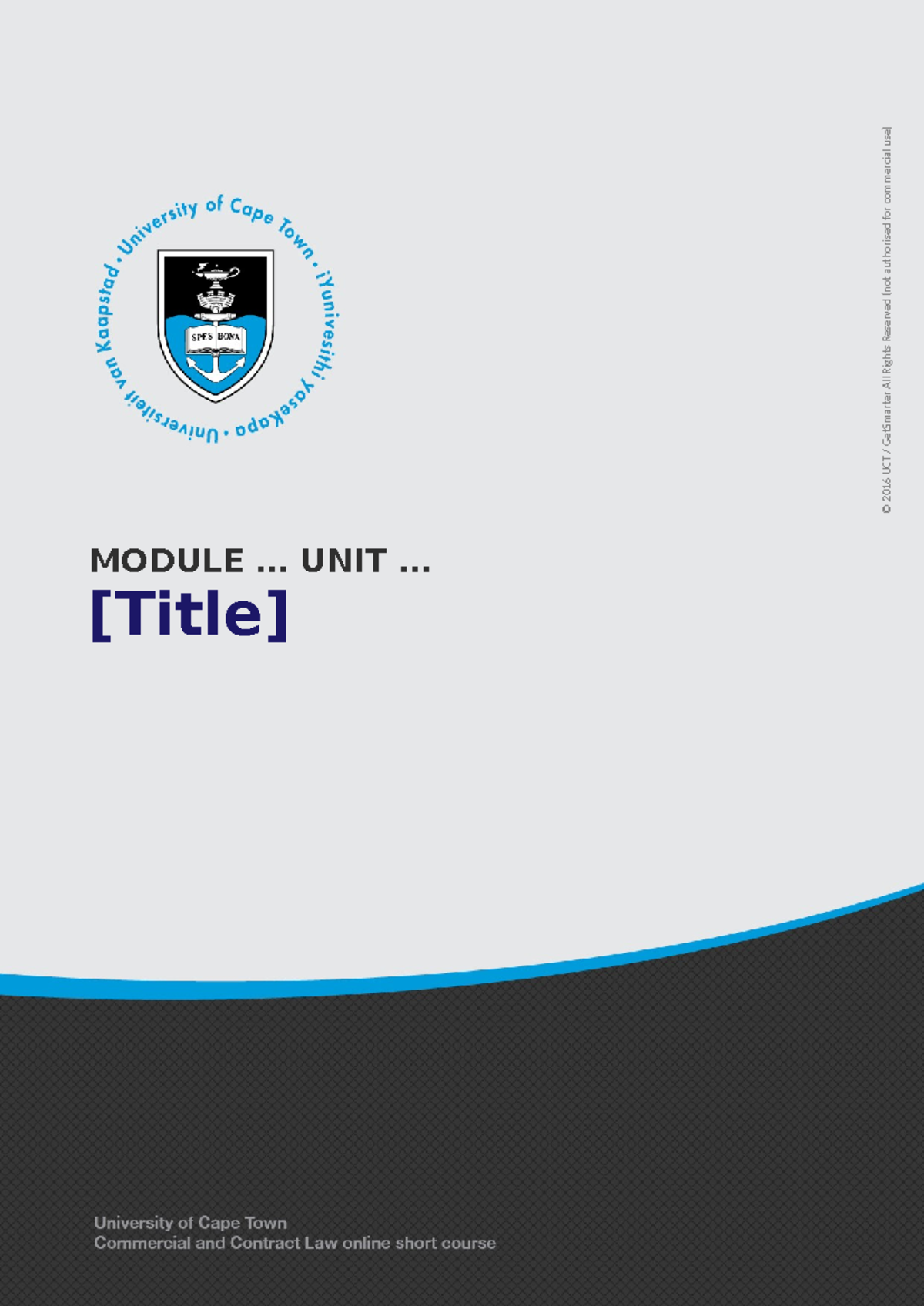 UCT CCL M6 U2 - Template - MODULE ... UNIT ... [Title] © 2016 UCT ...