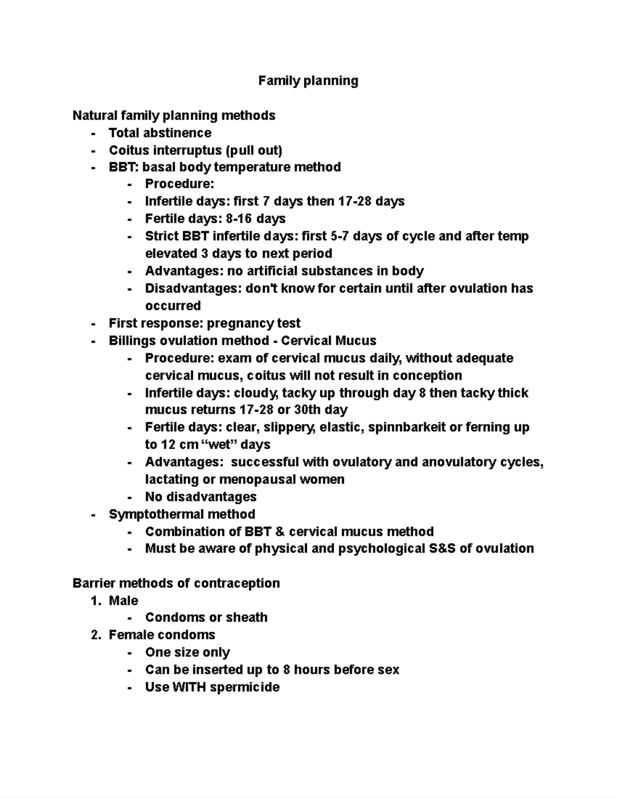 Family planning - Includes information on different types of birth ...