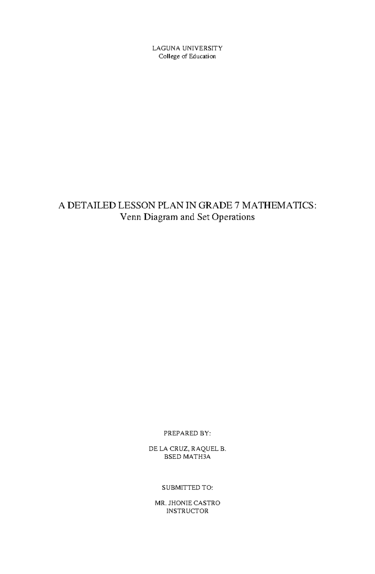 LP Grade 7 MATH - lesson plan - LAGUNA UNIVERSITY College of Education ...