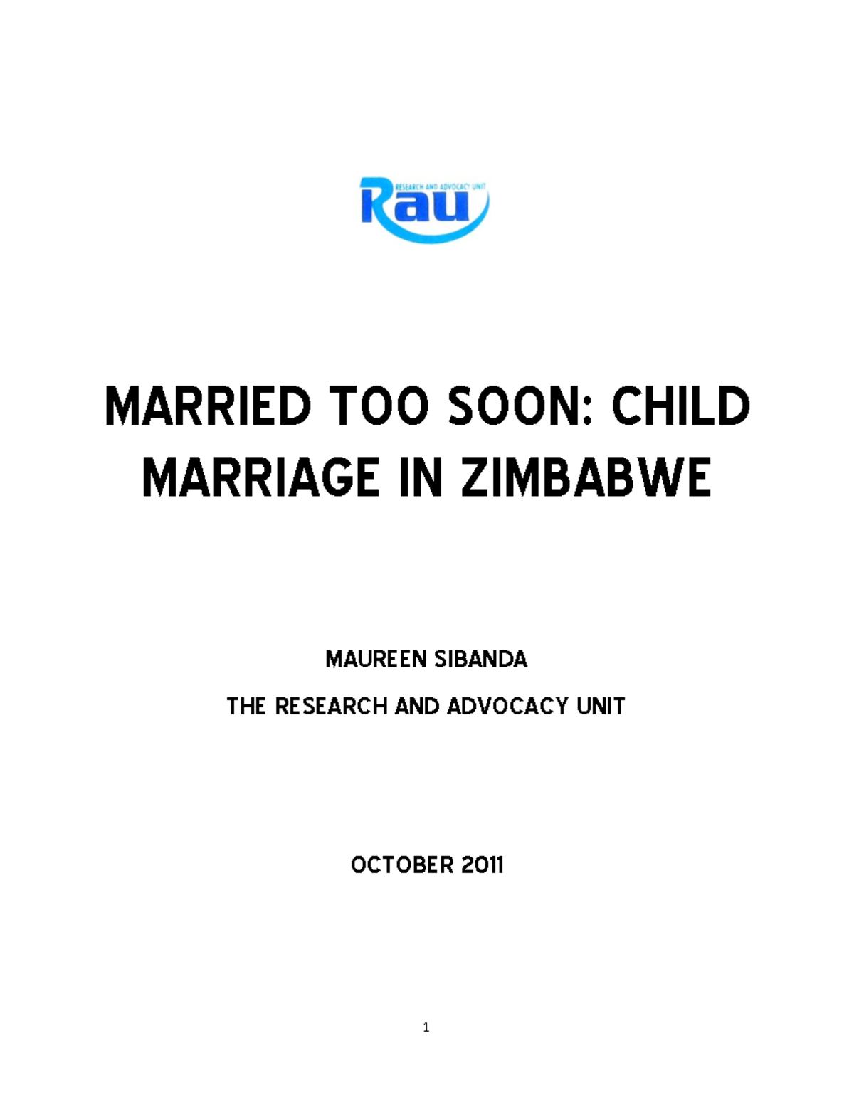 Married Too Soon Child Marriage in Zimbabwe - MARRIED TOO SOON: CHILD ...