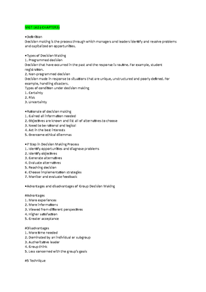 MGT 162 Chapter 8 - ....... - MGT 162 CHAPTER 8 Definition of ...