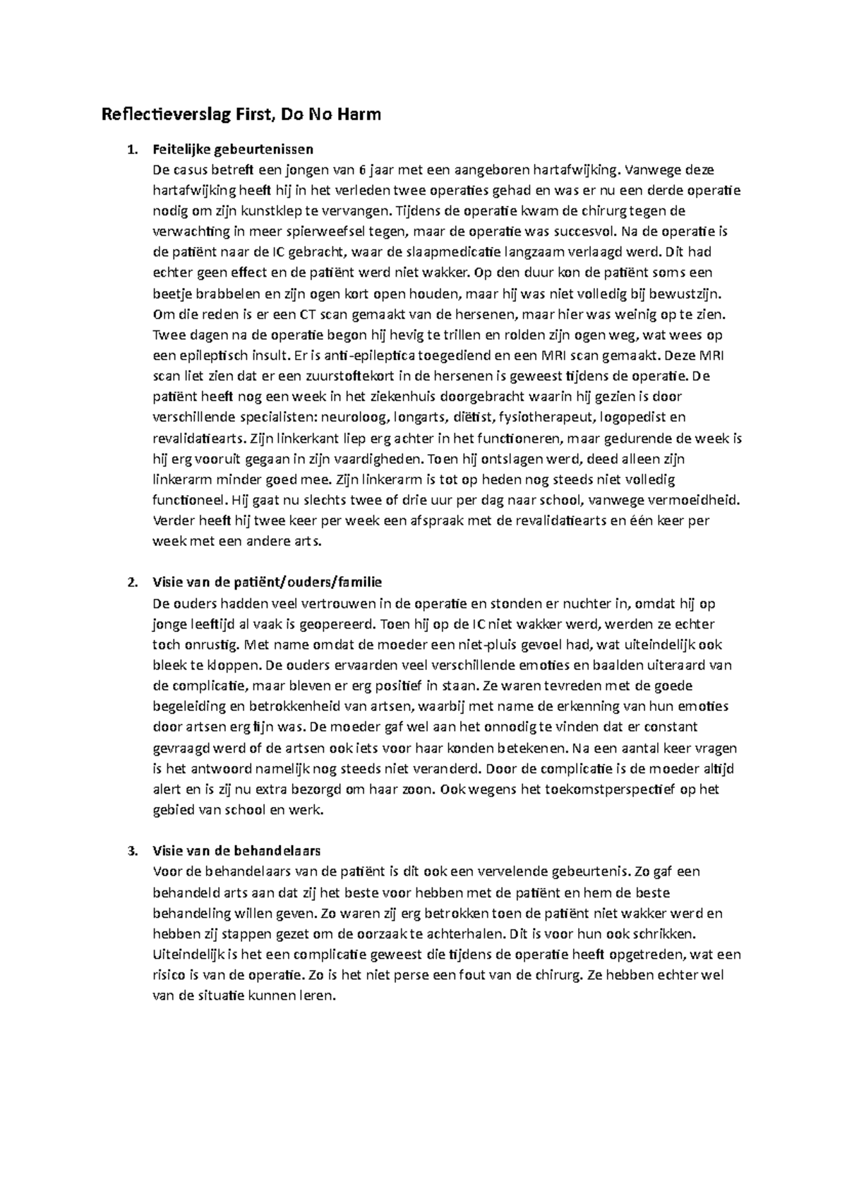 Reflectieverslag first, do no harm - Reflectieverslag First, Do No Harm Feitelijke ...