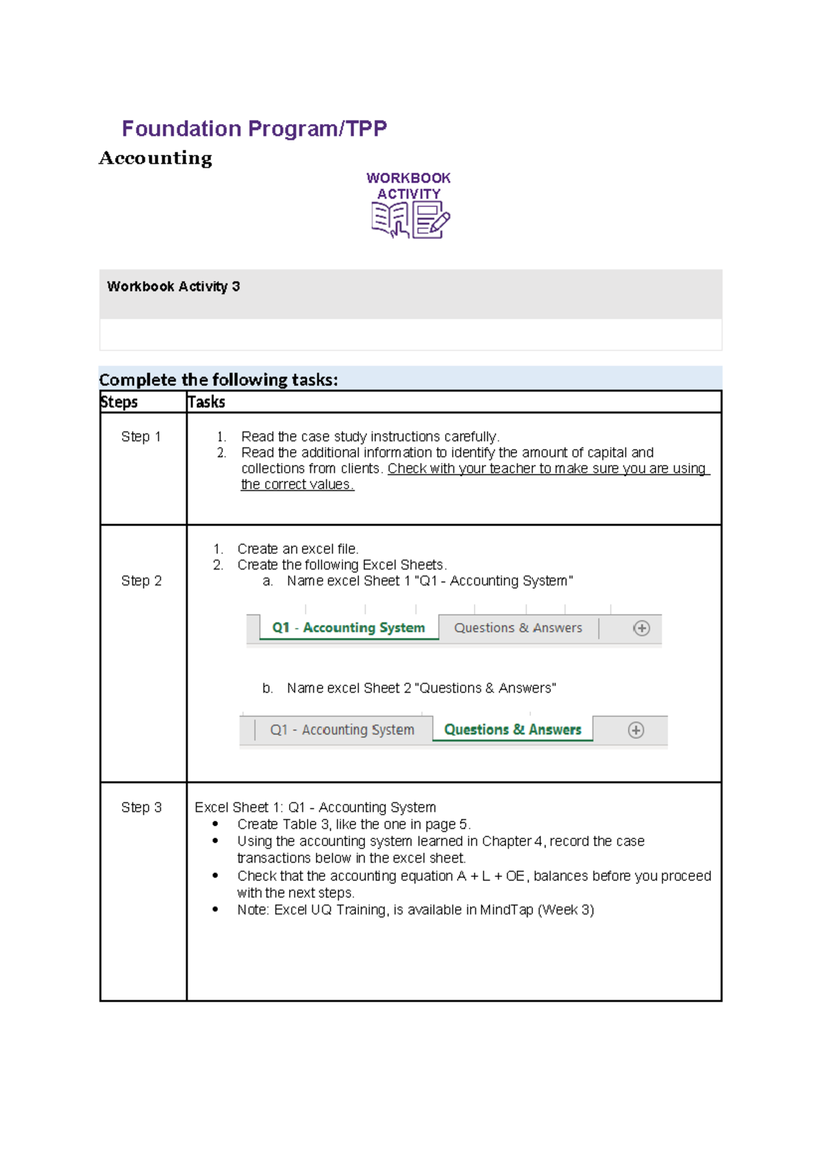 Accounting Workbook Activity 3 - Foundation Program/TPP - Foundation ...