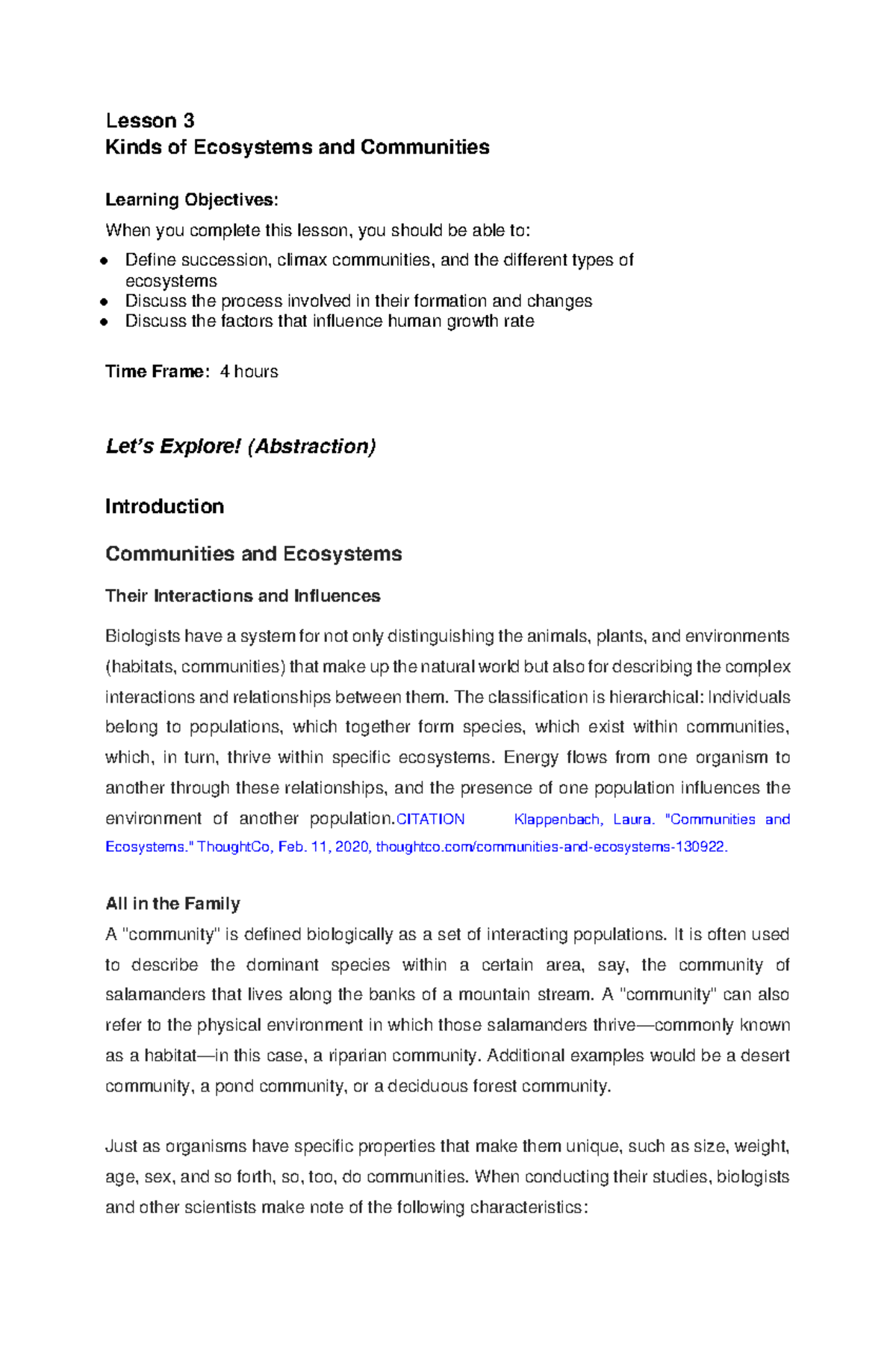 Lesson 3 - Kinds of Ecosystems and Communities - Lesson 3 Kinds of ...