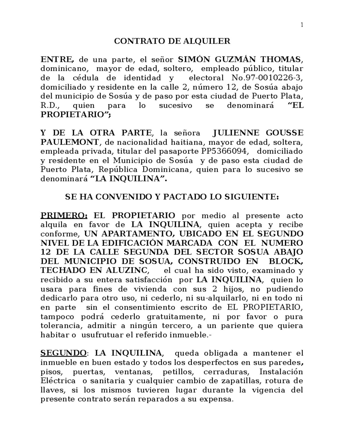 Contrato DE Alquiler Apartamentos ( Simon Guzman) - CONTRATO DE ...