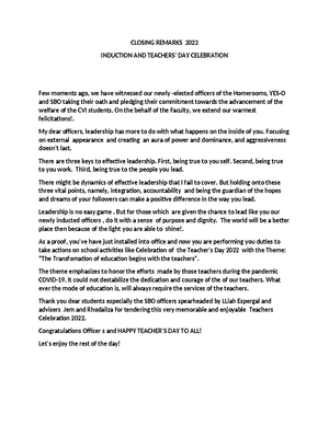 JS prom opening remarks - JS PROM OPENING REMARKS Greetings! The Junior ...