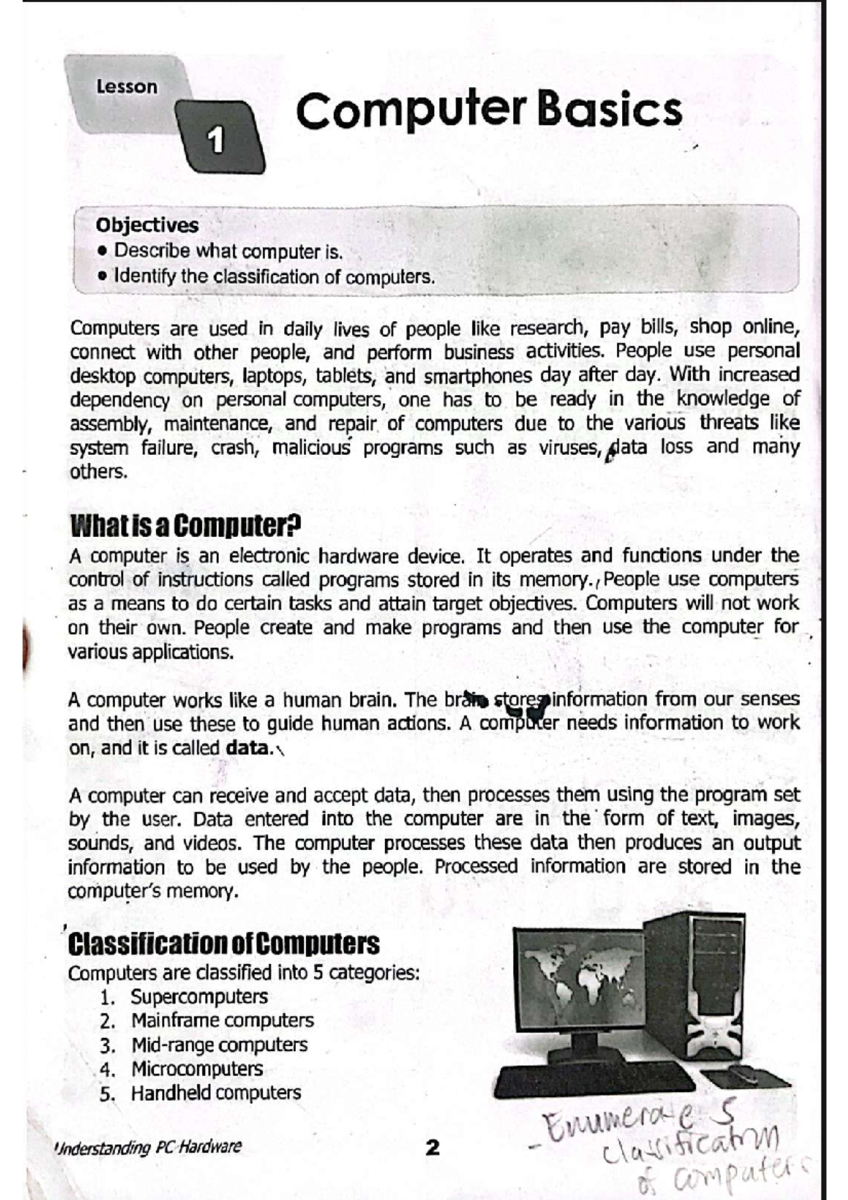 G 11 Lesson 1 - compurr stem - Lesson Computer Basics 1 Objectives ...