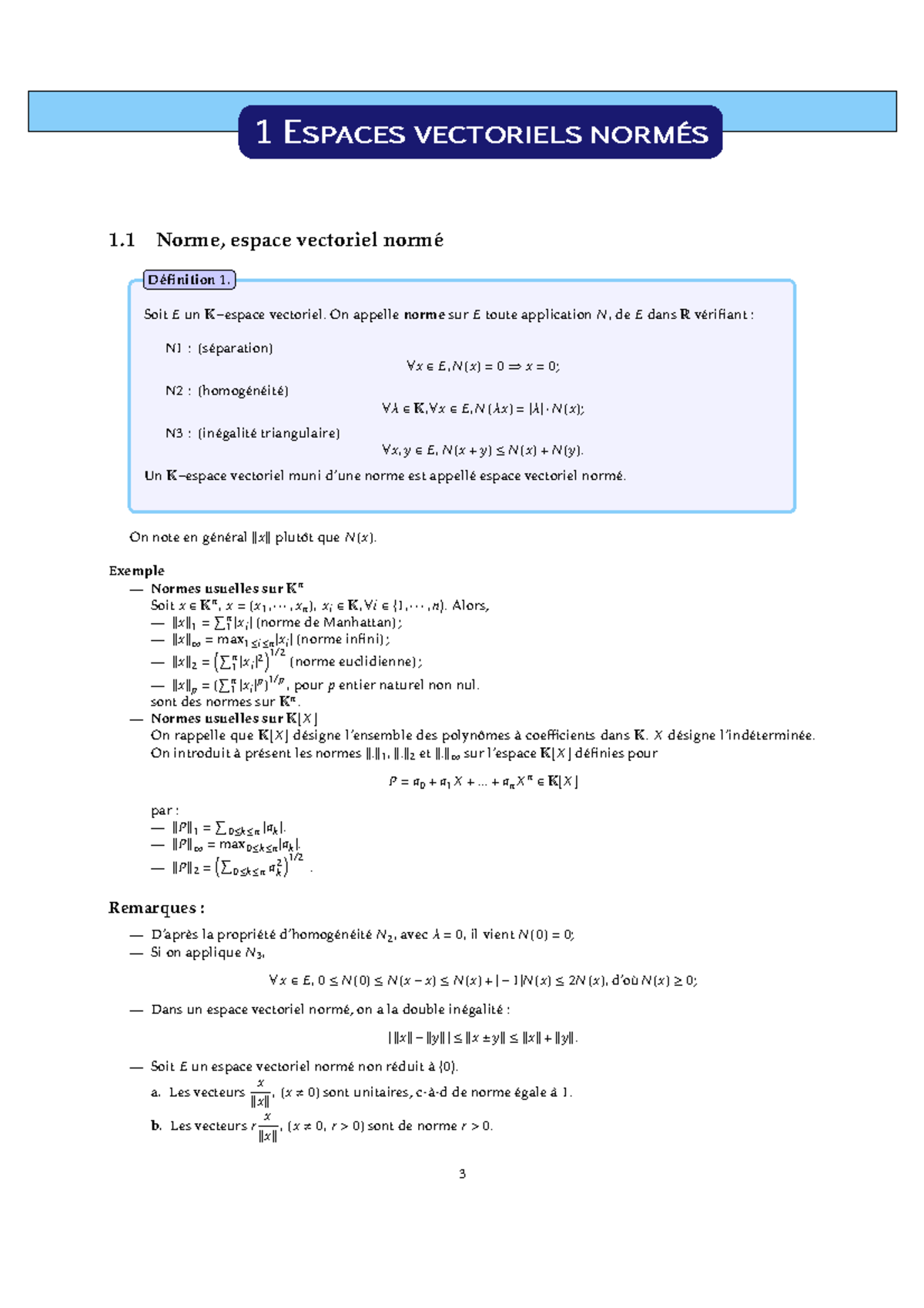 CH 1 + CH 2 - Chapitre 1 du cour d'analyse 2 : Espaces vectoriels normé ...