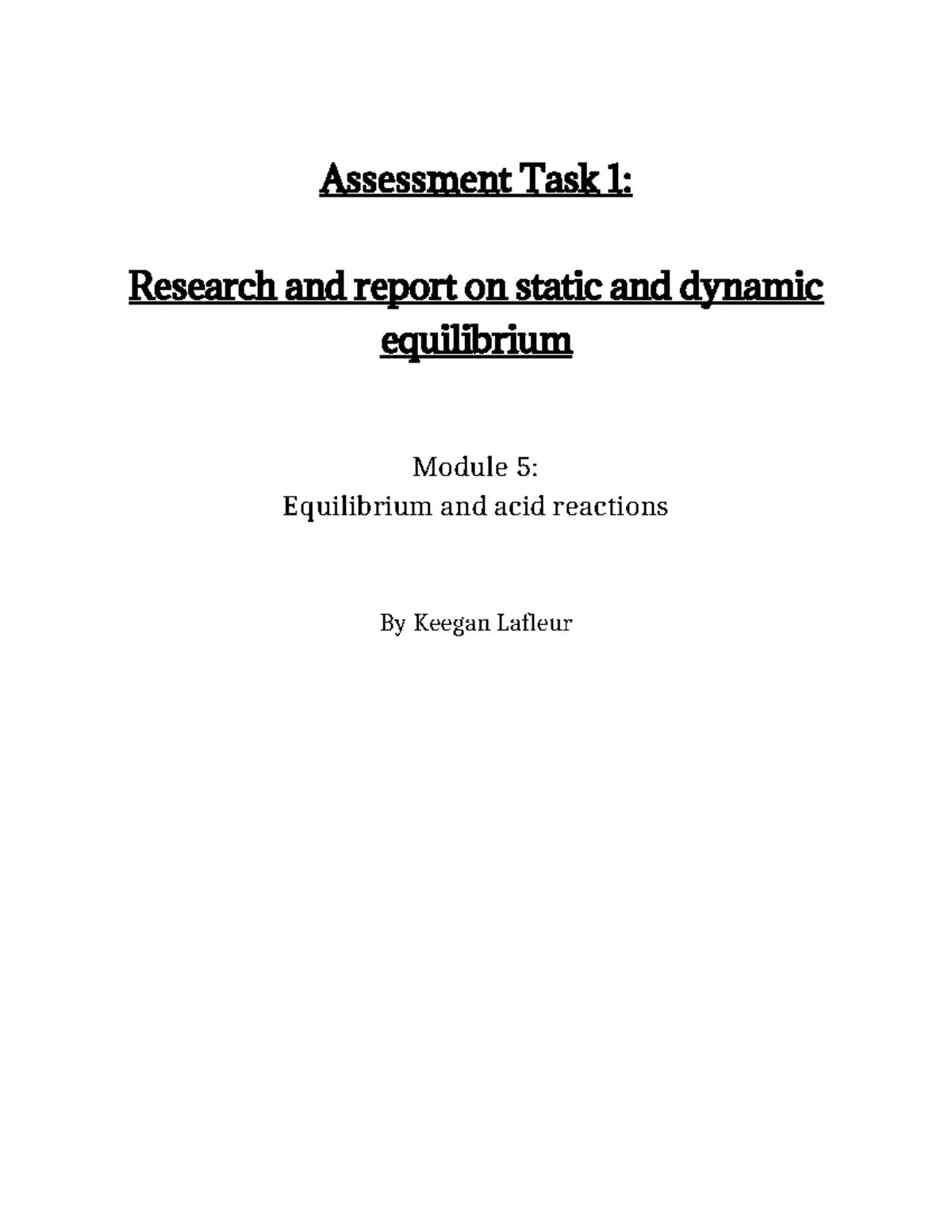 Assessment Task 1 Research and report on static and dynamic equilibrium ...