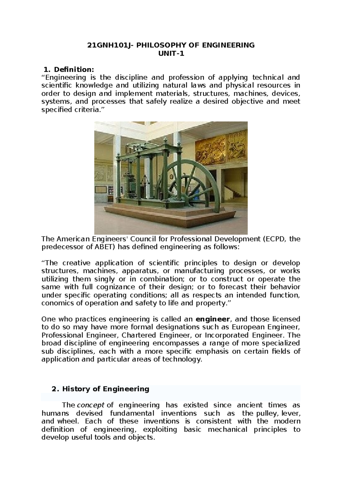 18CSC Philosophy of Engineering : Best of the Lecture notes of Unit 01 ...