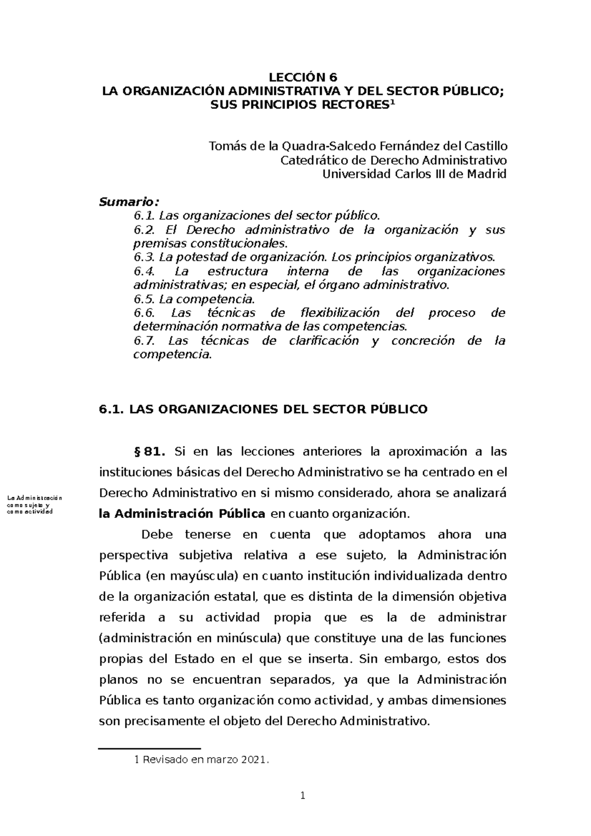 Leccion 6.5 Instituciones Básicas de Derecho Administrativo - LECCIÓN 6 LA ORGANIZACIÓN - Studocu