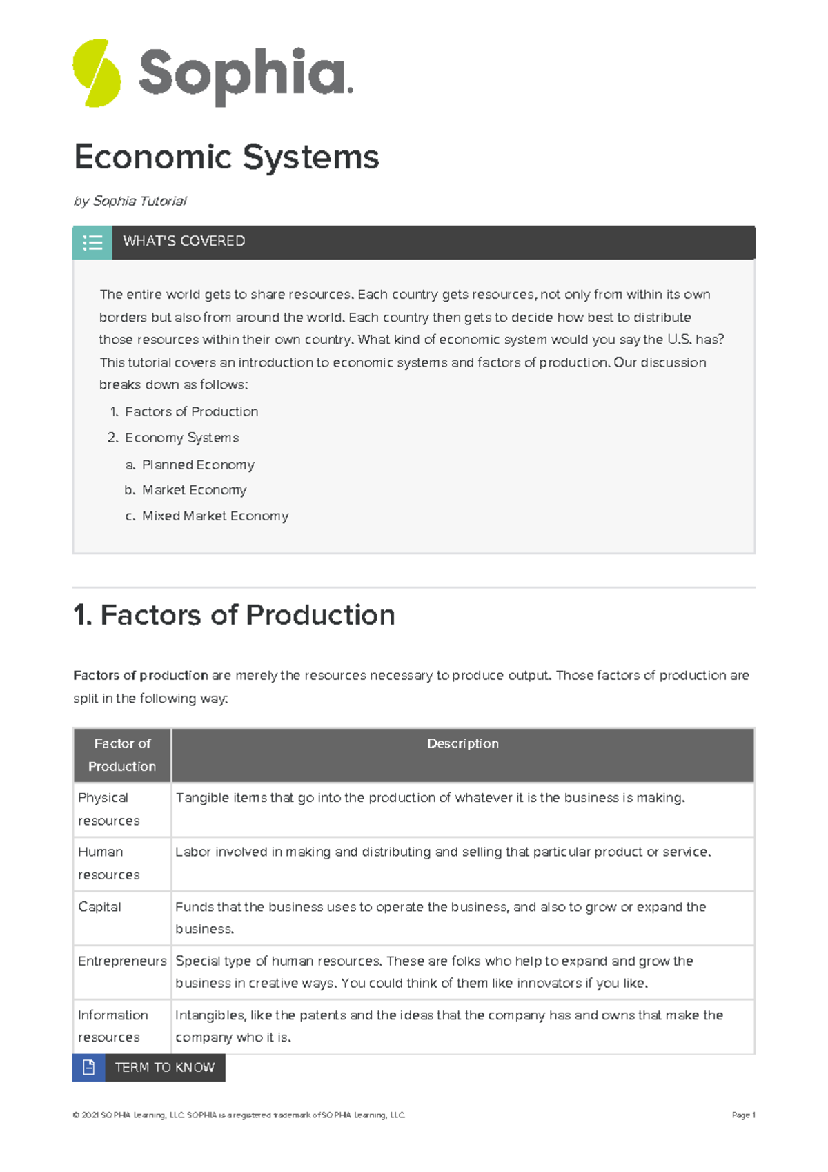 Economic-systems-4 - Unit 1 wk4 - Economic Systems by Sophia Tutorial ...