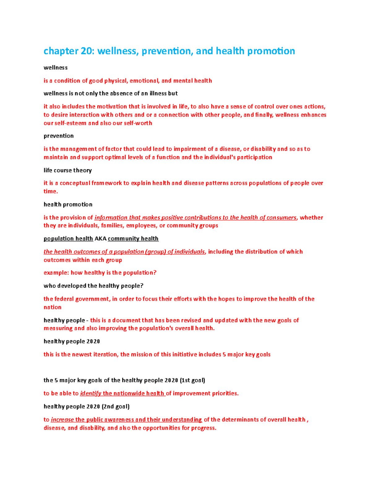 GRO Final REV ch 20-21 - OTA study - chapter 20: wellness, prevention ...