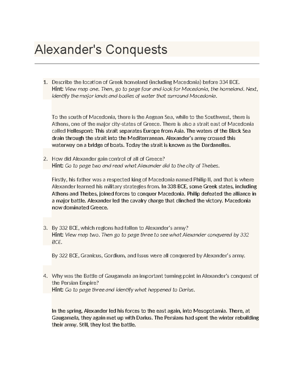 Alexander's Empire - 8th grade WH International schooling/FLVS ...
