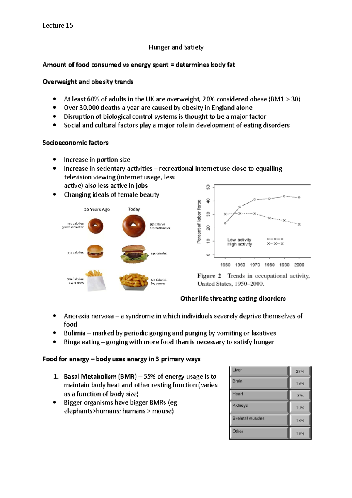 Hunger and Satiety - Lecture notes Lecture 15 - Hunger and Satiety ...