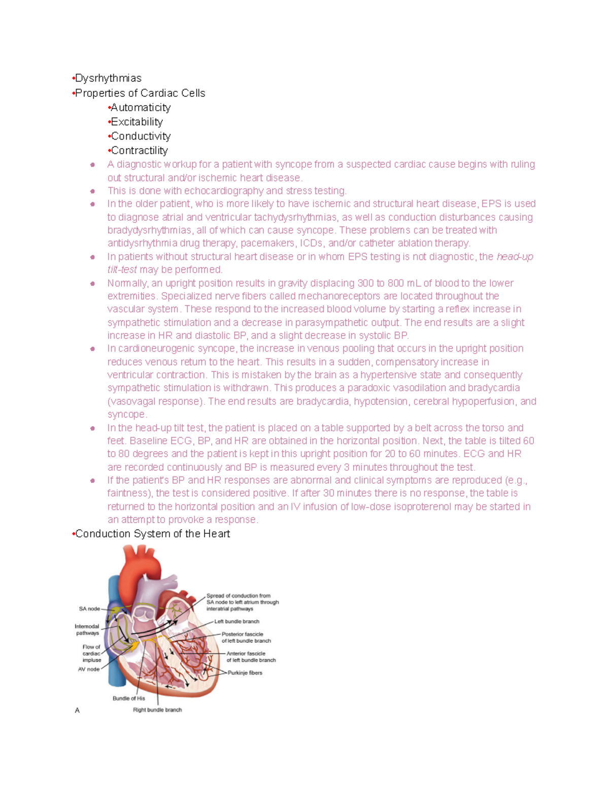 Dysrhythmias - Study guide notes - Dysrhythmias Properties of Cardiac ...
