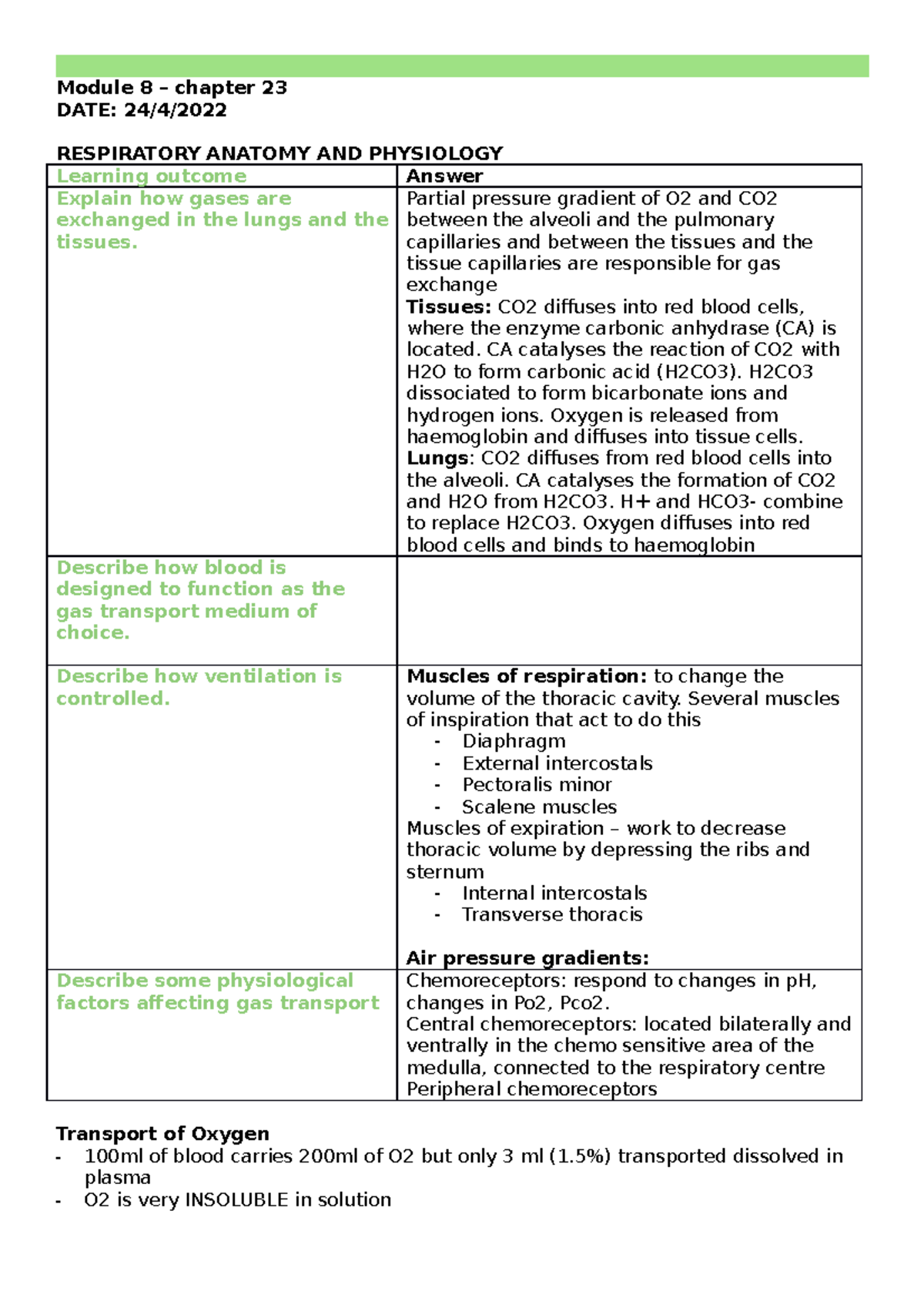 Module 8 - HUMB1001 Notes 2022 - Module 8 – chapter 23 DATE: 24/4 ...