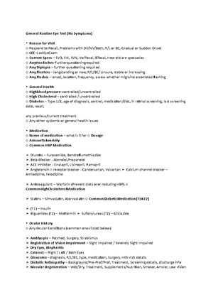 Refraction and Binocular vision 1 - Example exam questions - EXAMPLE ...