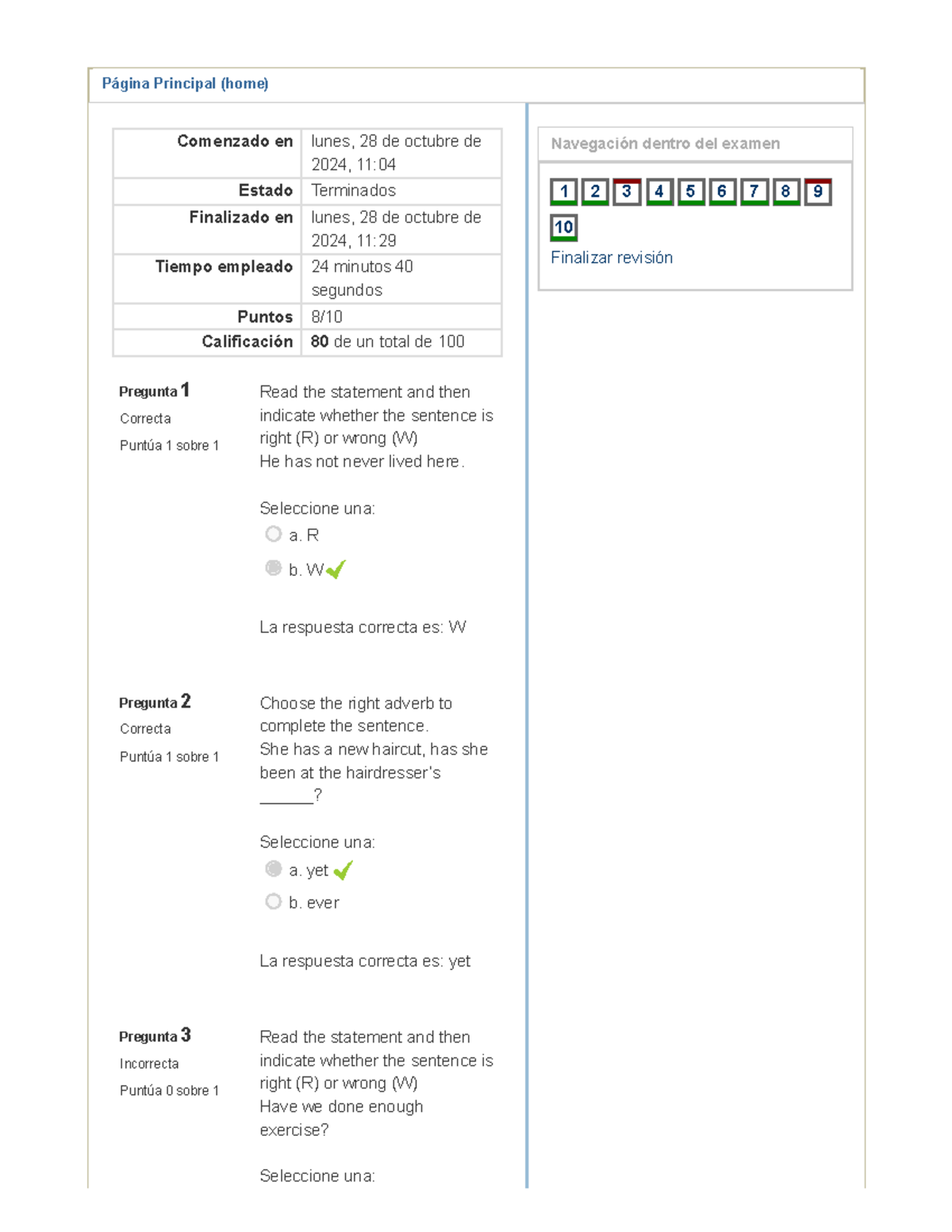 Assignment 3 Questionnaire U2 - Página Principal (home) Pregunta 1 Correcta Puntúa 1 sobre 1 ...
