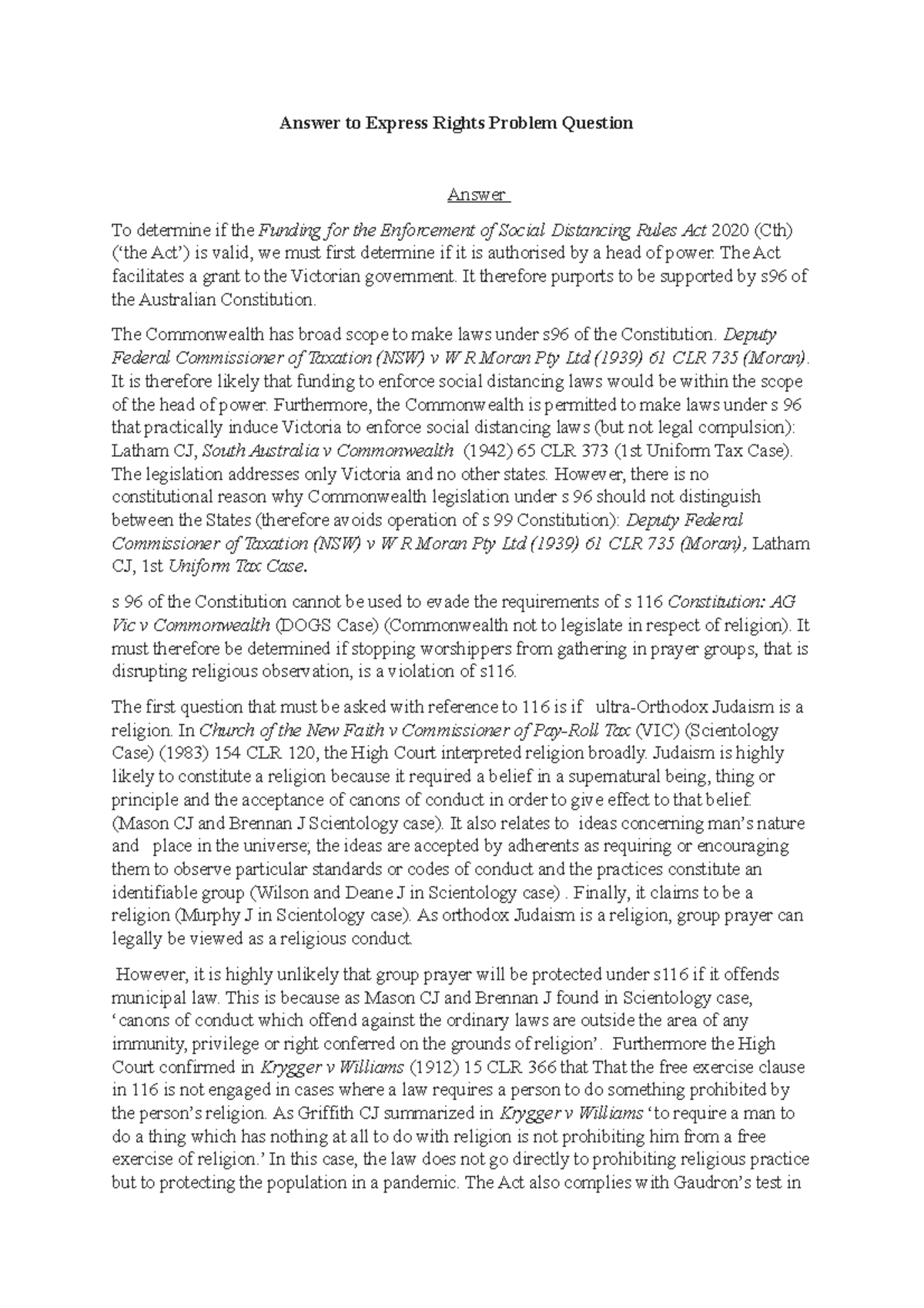 Answer to Express rights problem question - 200009 - UWS - Studocu