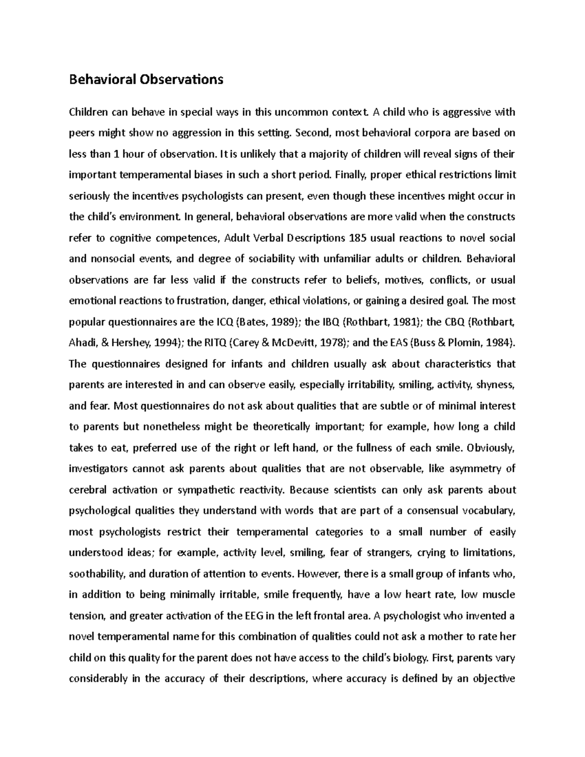 Behavioral Observations - Behavioral Observations Children can behave ...