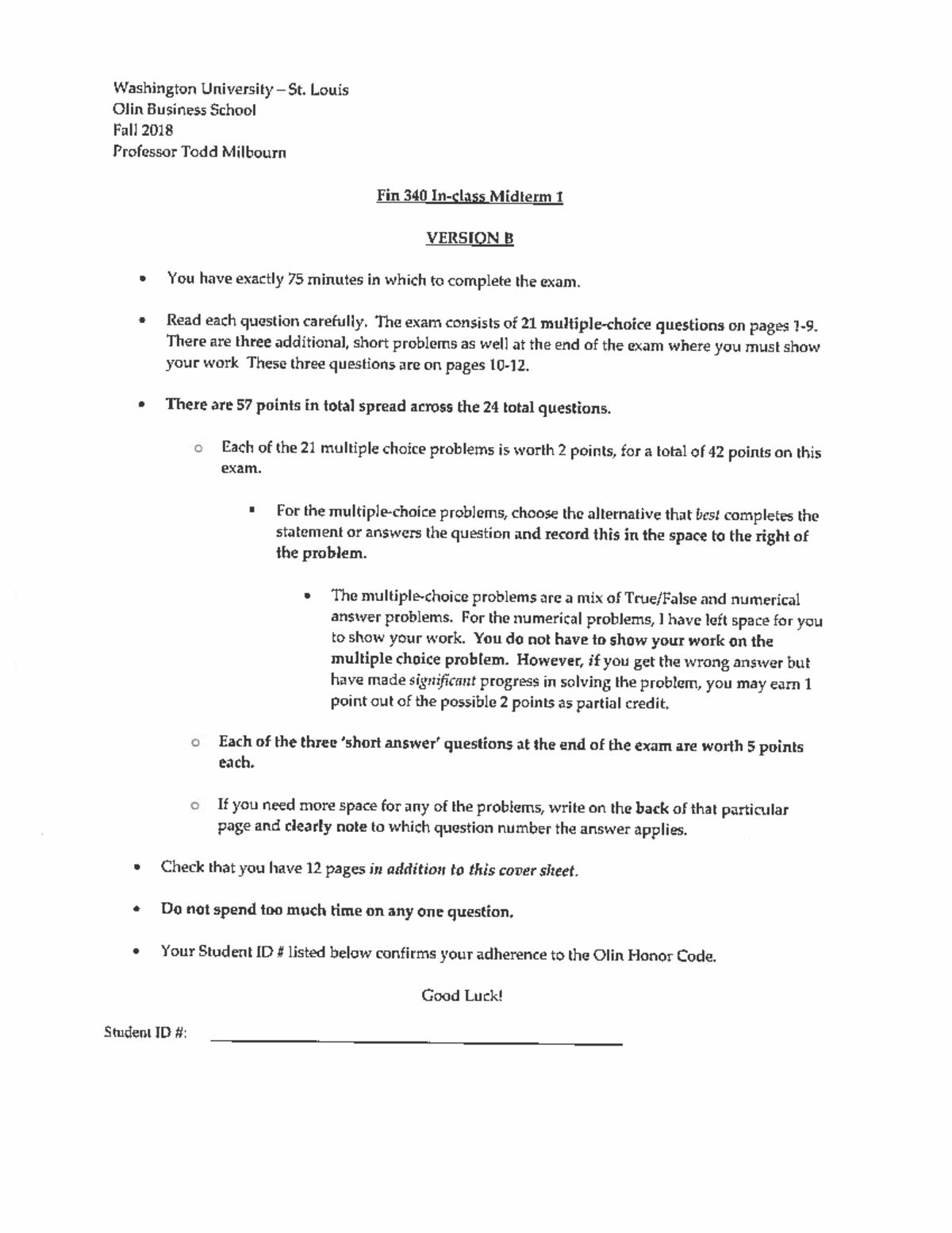 FIN340 - 2018 F - Midterm 1 - Solutions - Washington University St ...