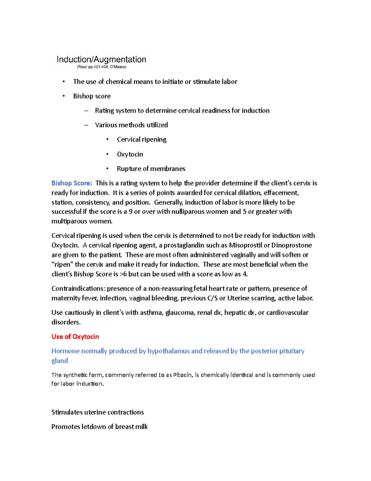 Maternity Intrapartum notes from PP - The use of chemical means to ...