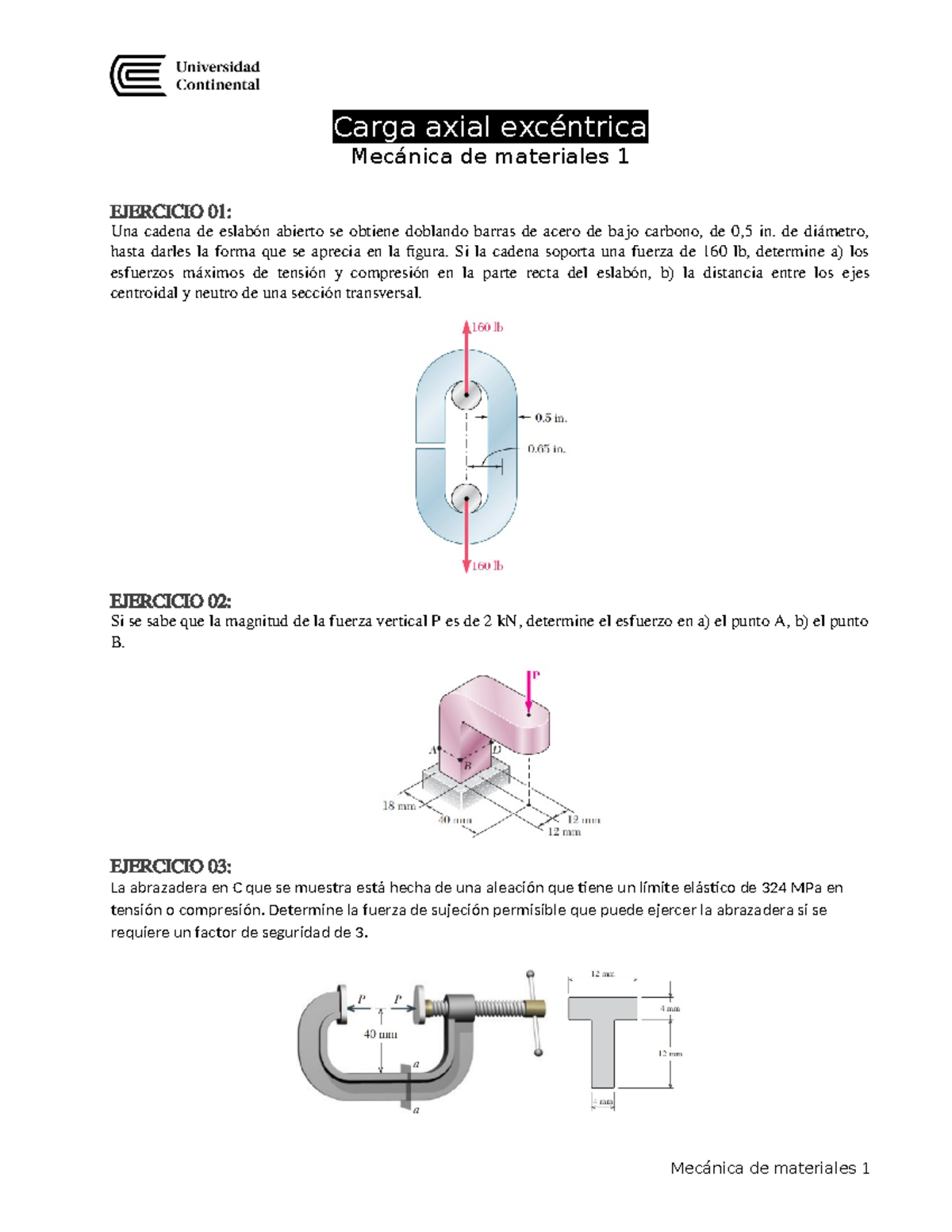 Semana 11 - Iinfo - Carga axial excéntrica Mecánica de materiales 1 ...